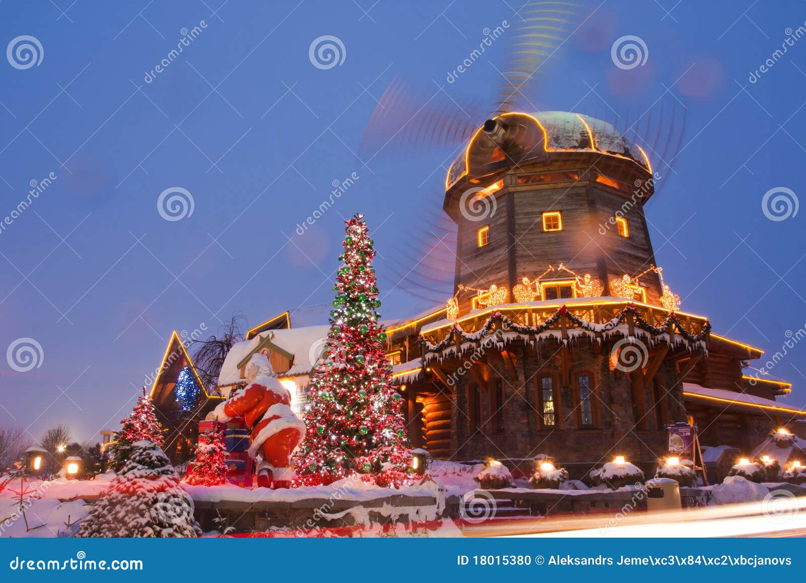 Windmill with Christmass Decorations Stock Photo - Image of culture ...