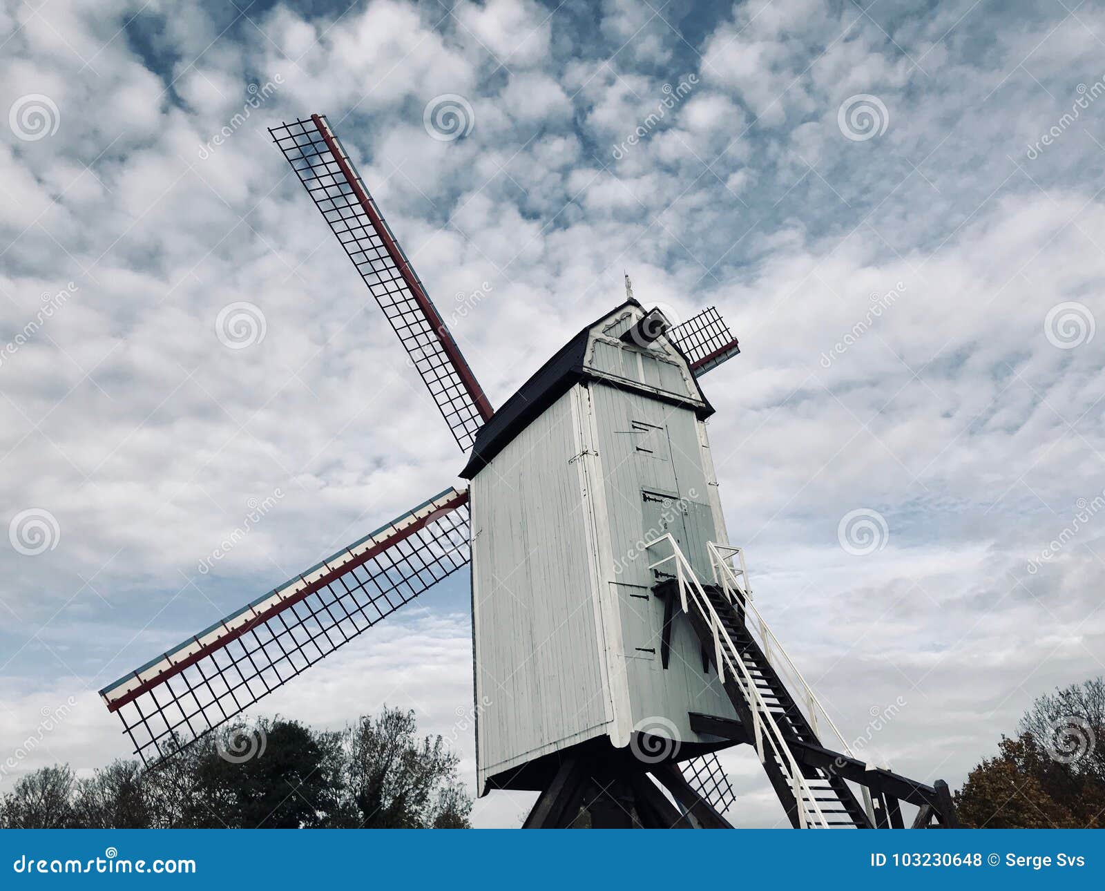 Windmill and clouds stock photo. Image of green, dunes - 103230648