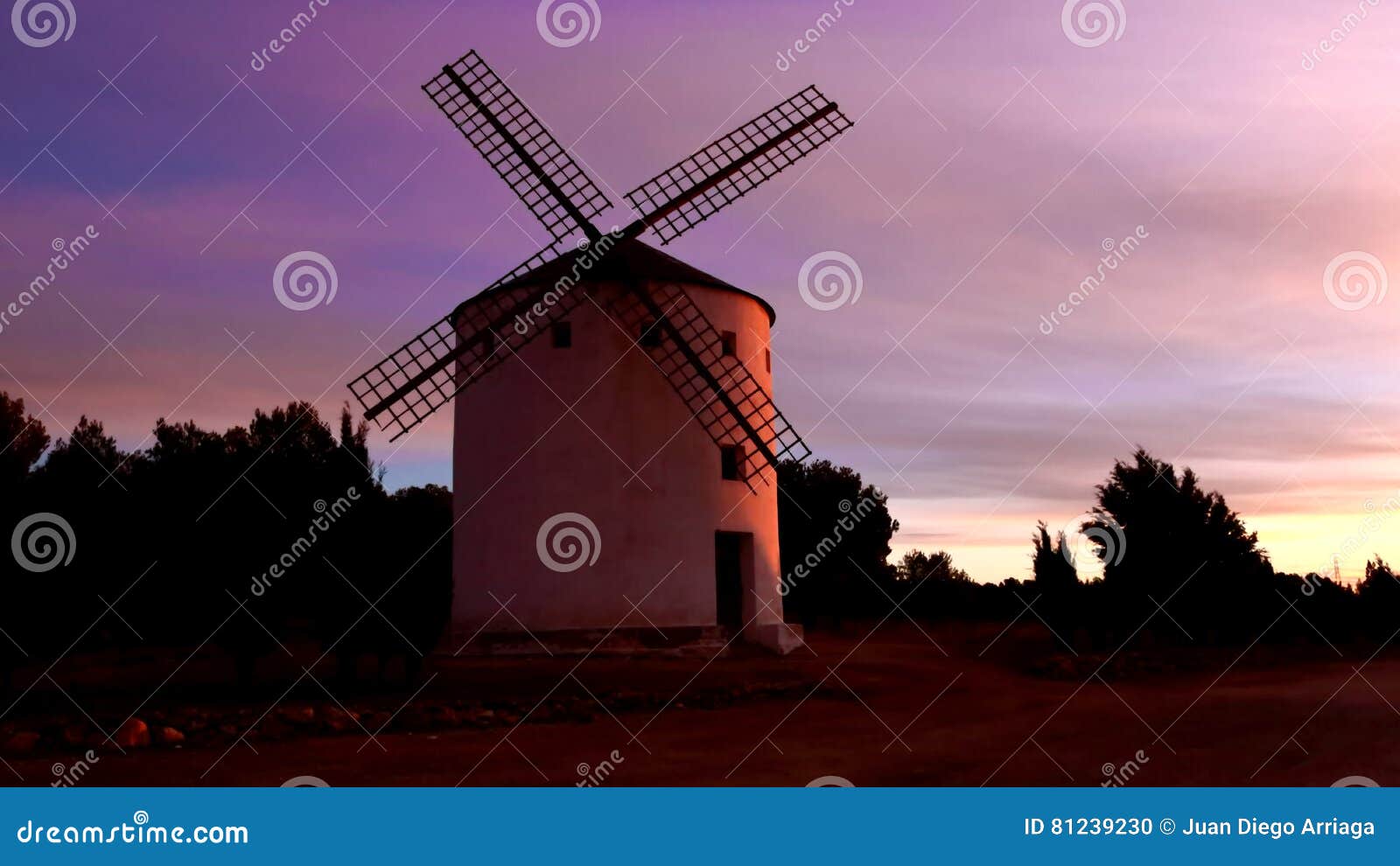 Windmill colors at dawn stock photo. Image of windmill - 81239230