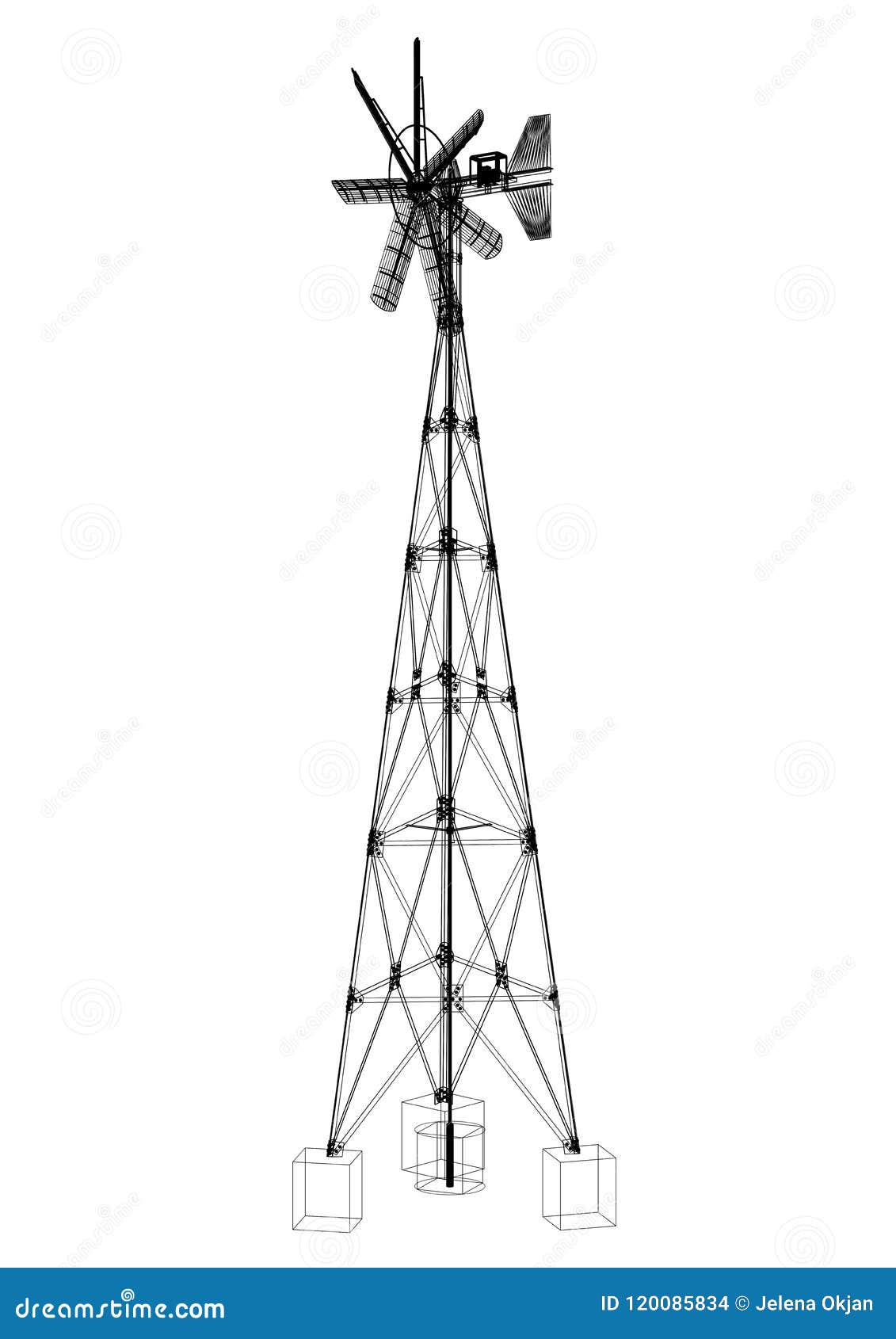 Old Windmill, Architectural Vintage Building Hand Drawn Vector ... Old Windmill, Architectural Vintage Building Hand Drawn Vector ...