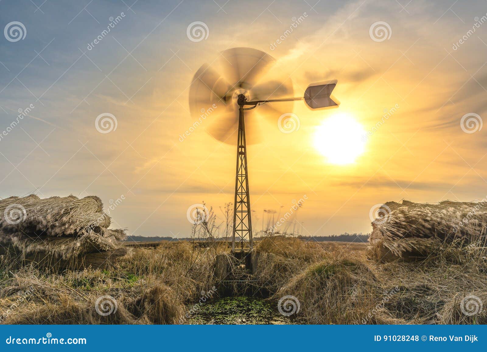 Windmill countryside stock photo. Image of cloud, barn - 91028248