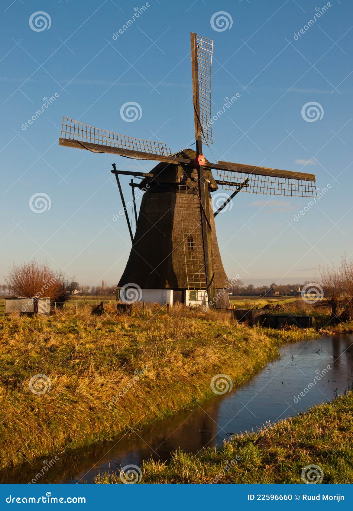 Windmill De Oude Doorn in the Village of Almkerk Stock Photo - Image of ...