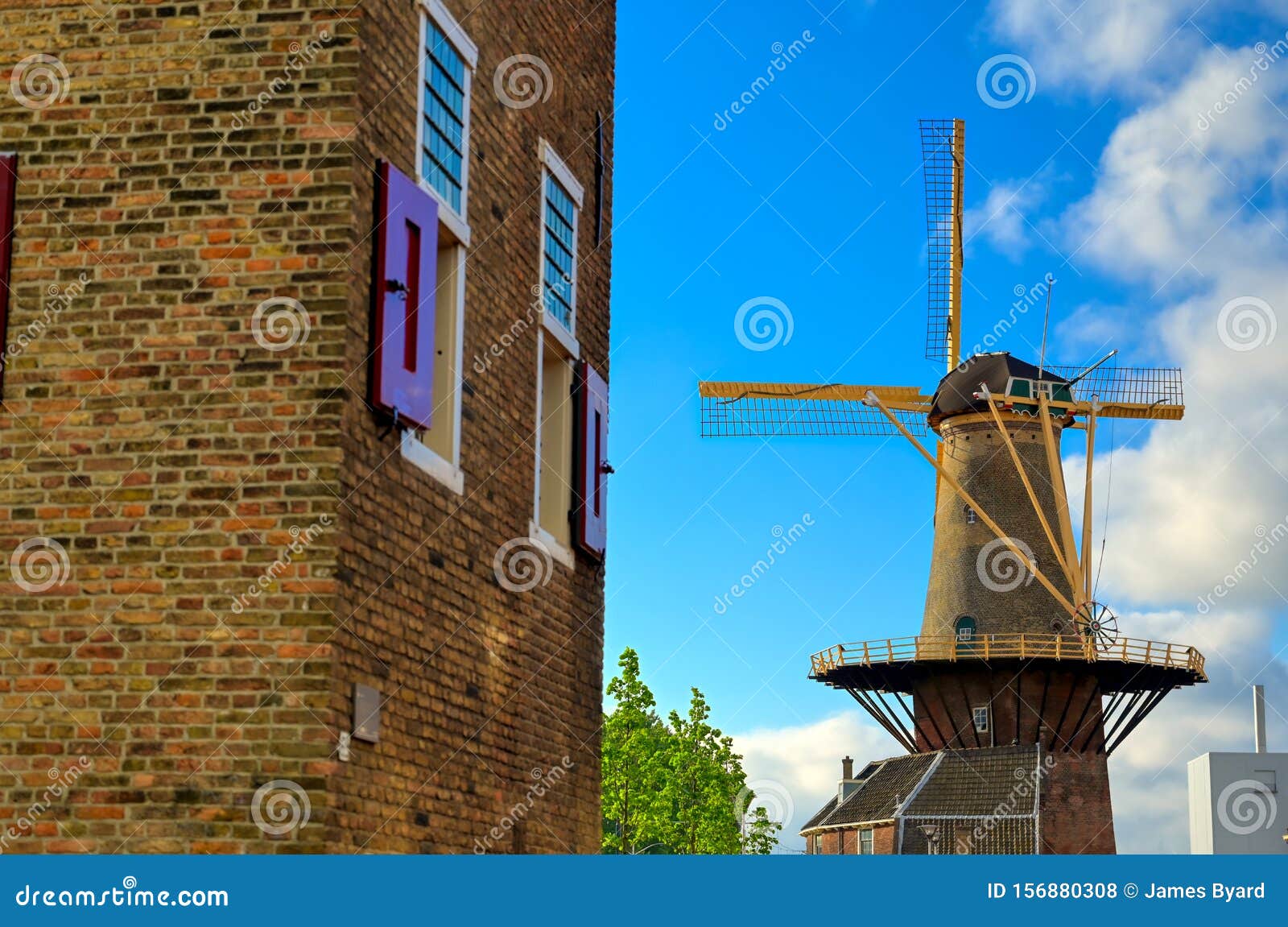 Windmill in Delft, the Netherlands Stock Photo - Image of view ...