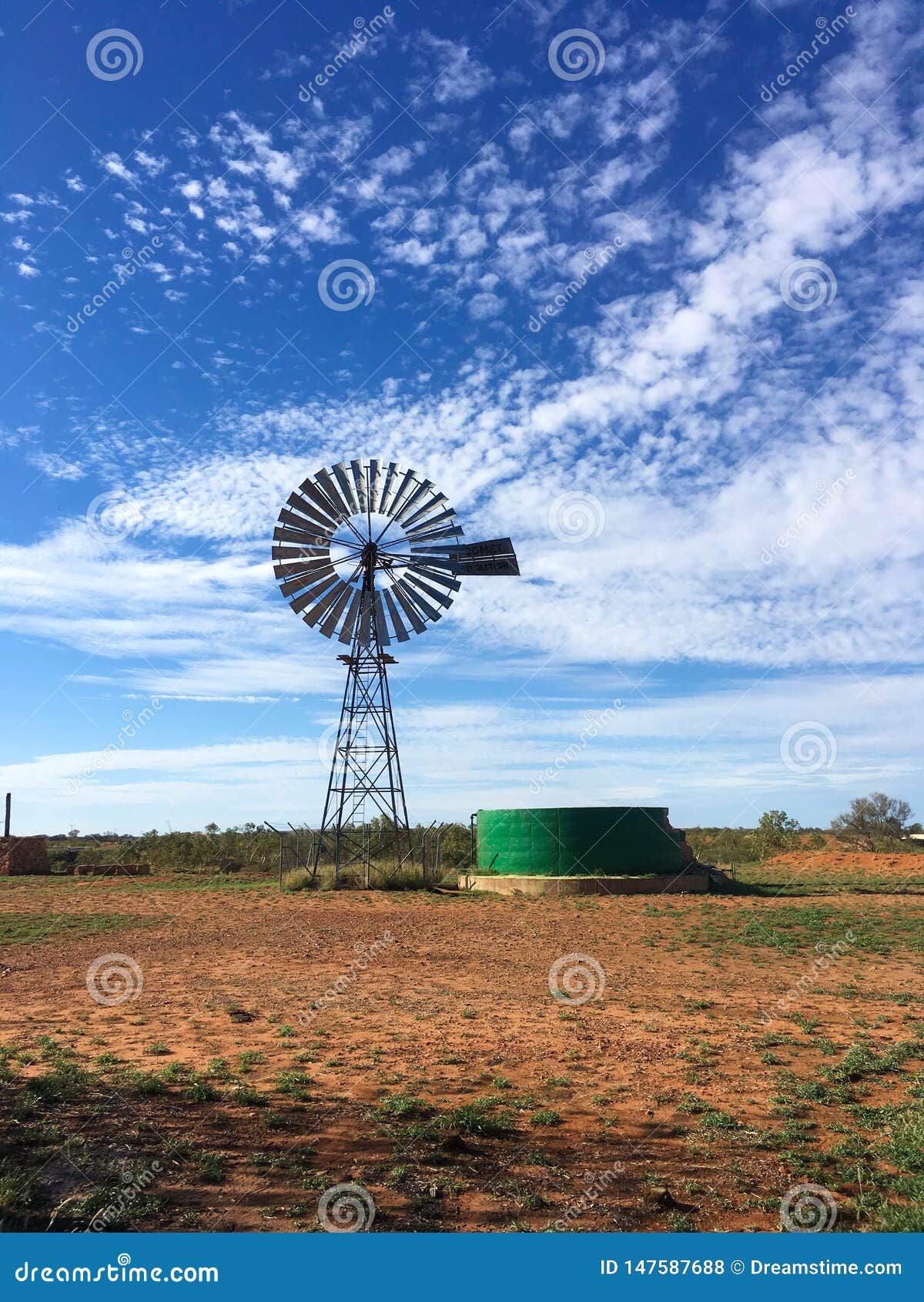 Windmill in the Desert in Australia Stock Photo - Image of grass, power ...