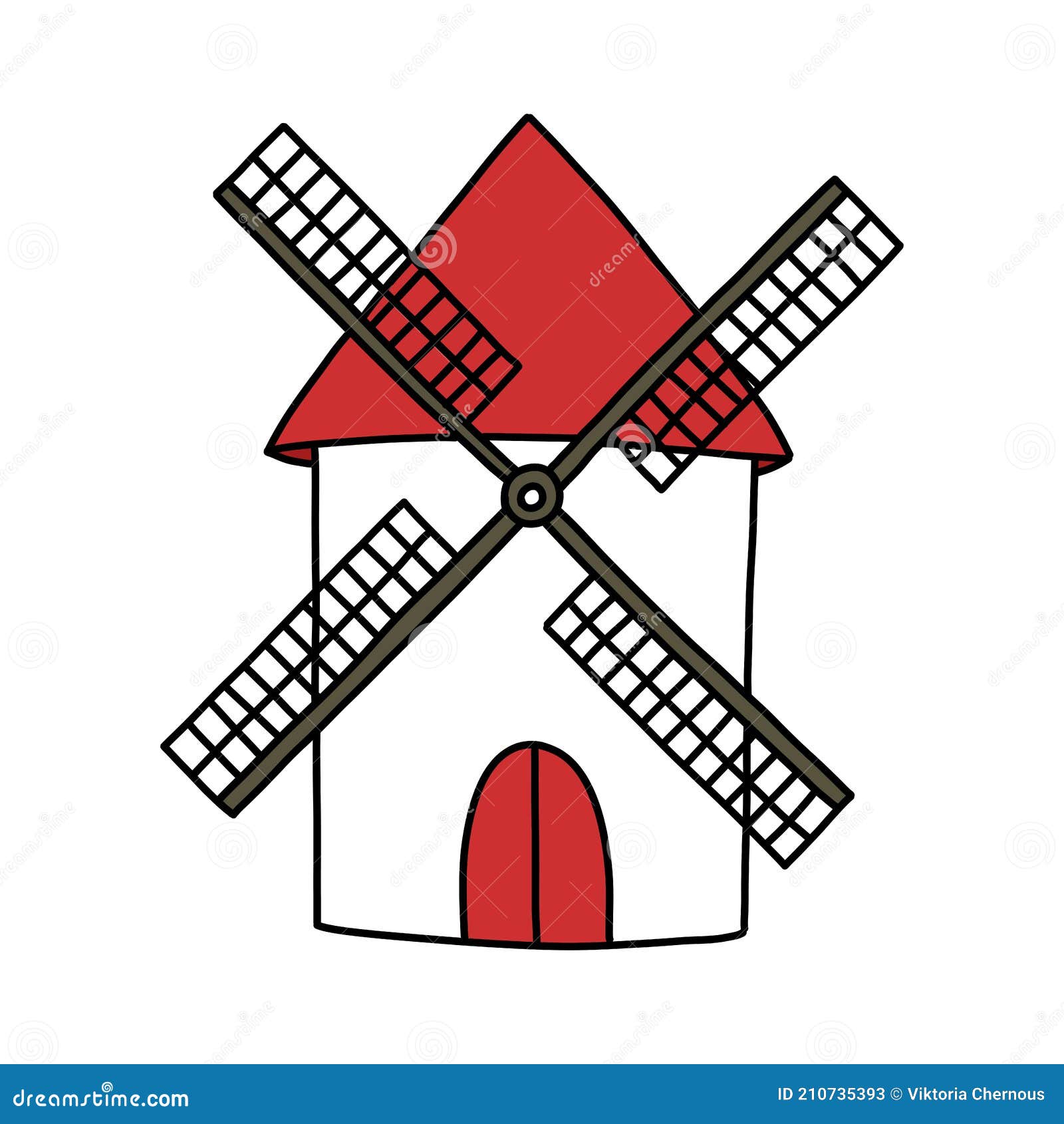 Windmill Doodle Icon, Vector Color Line Illustration Stock Vector ...