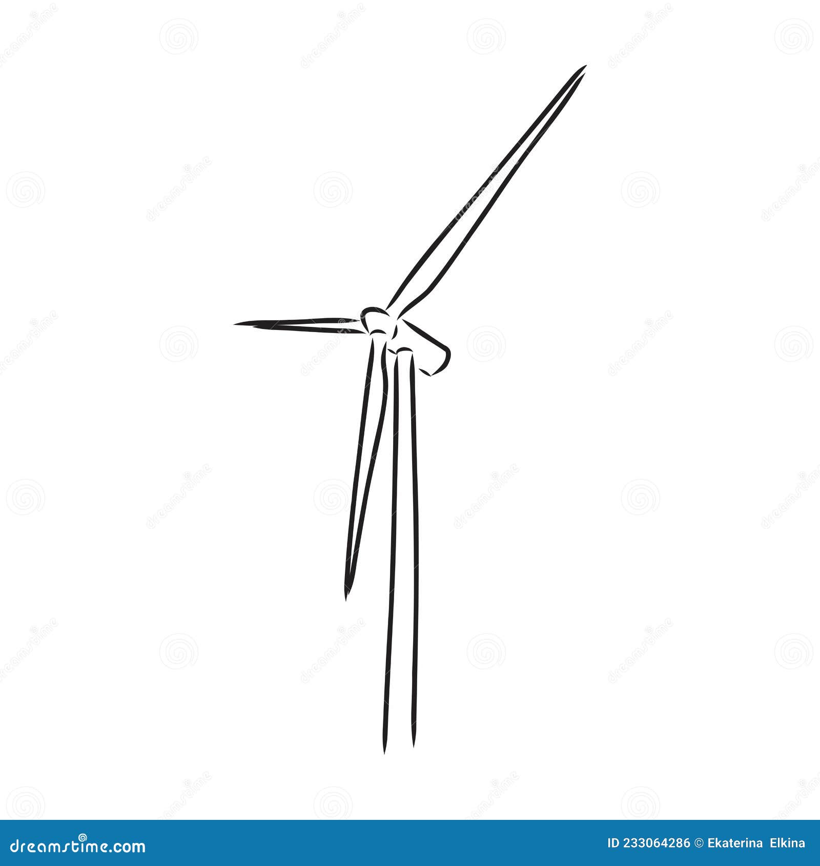 Windmill. Doodle style stock vector. Illustration of wind - 233064286