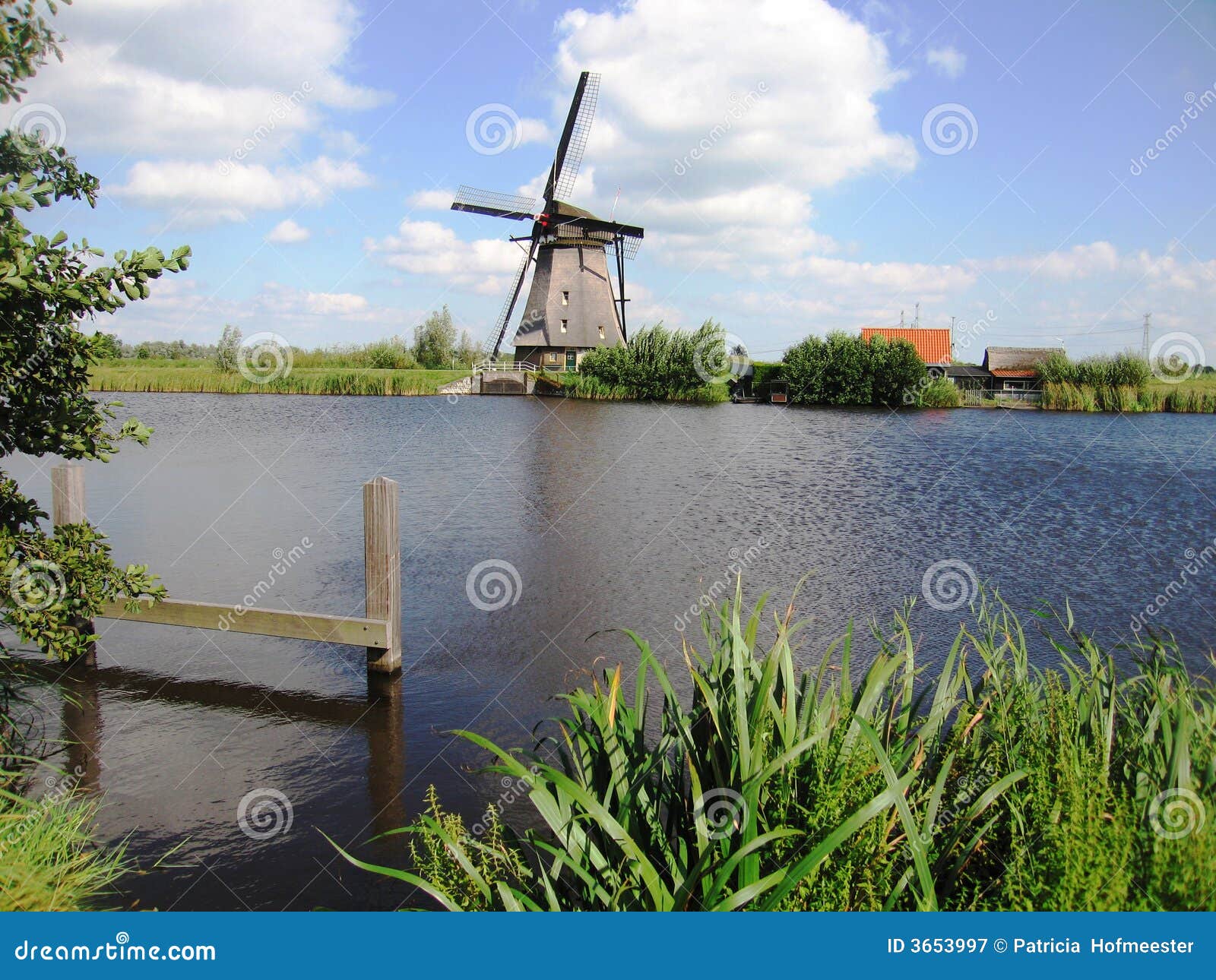 Windmill in Dutch Landscape Stock Image - Image of landmark, model: 3653997