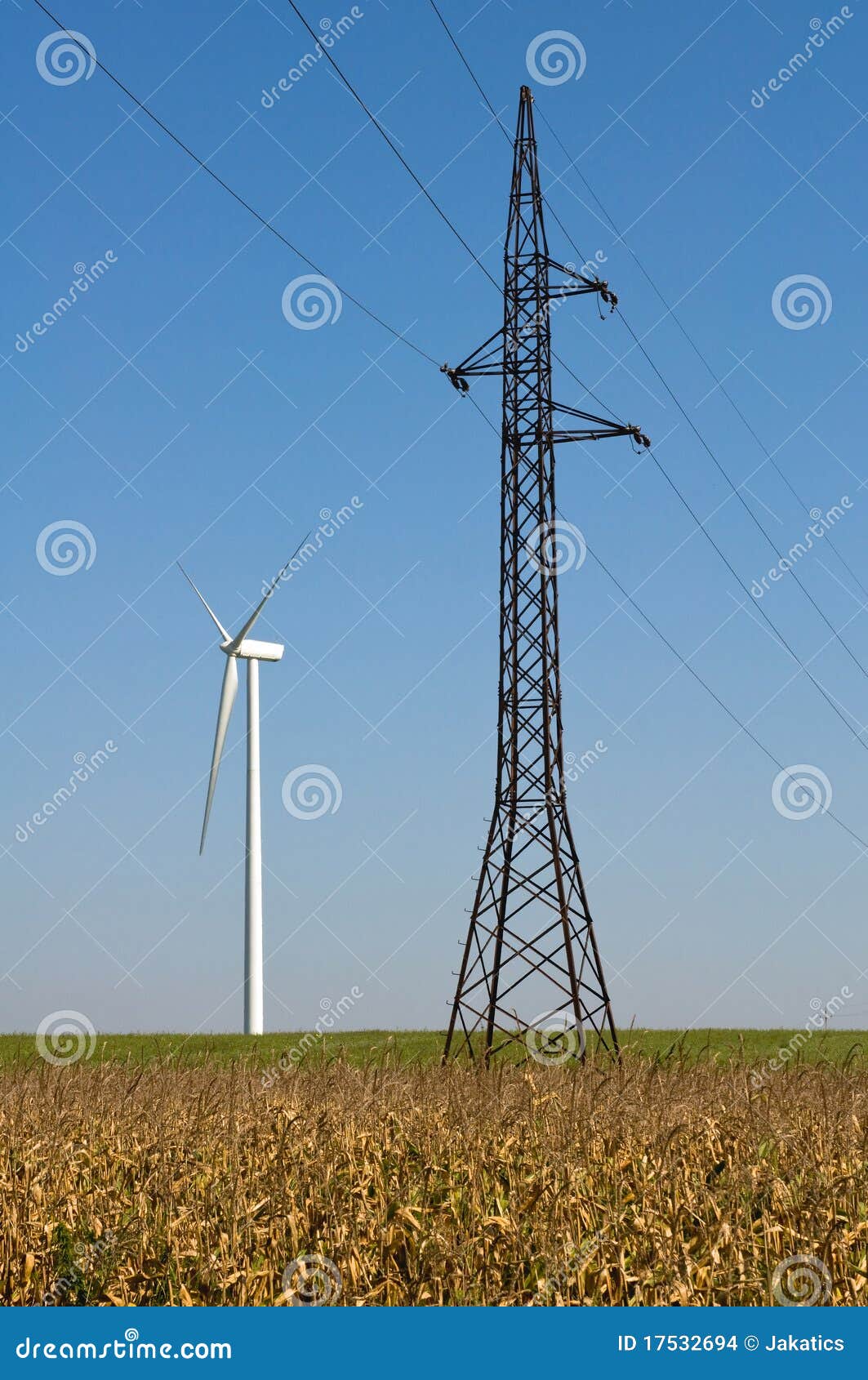 Windmill and electric wire stock photo. Image of generator - 17532694
