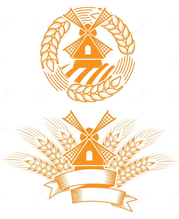 Windmill emblem stock vector. Illustration of symbol - 18780914