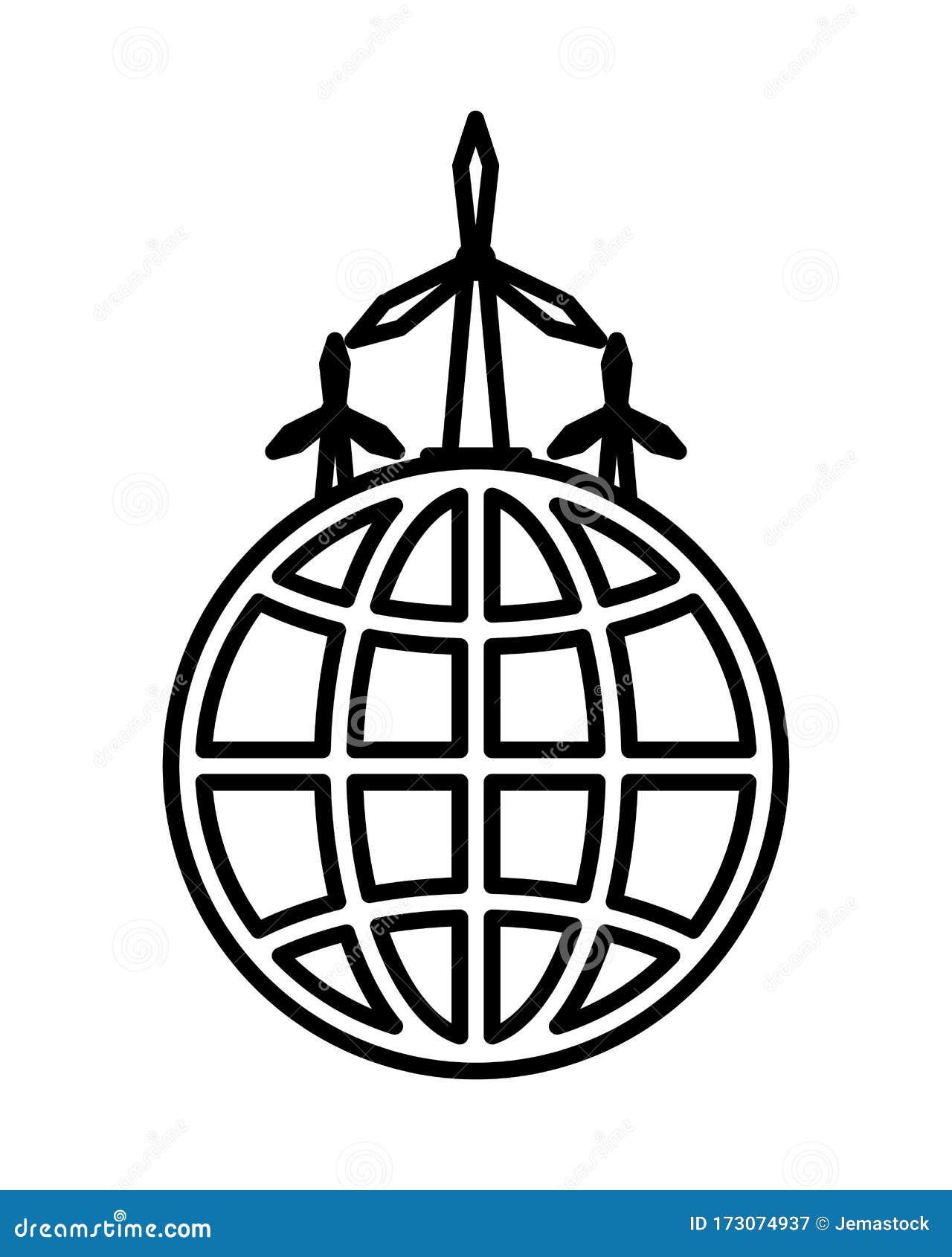 Windmill Energy Environmental in Sphere Planet Stock Vector ...