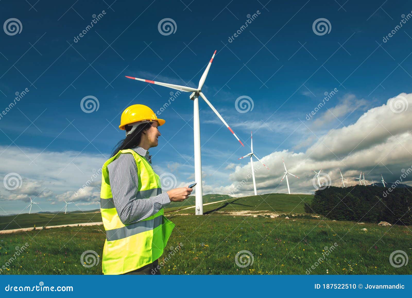 Windmill Engineer Inspection and Progress Check Wind Turbine Stock ...