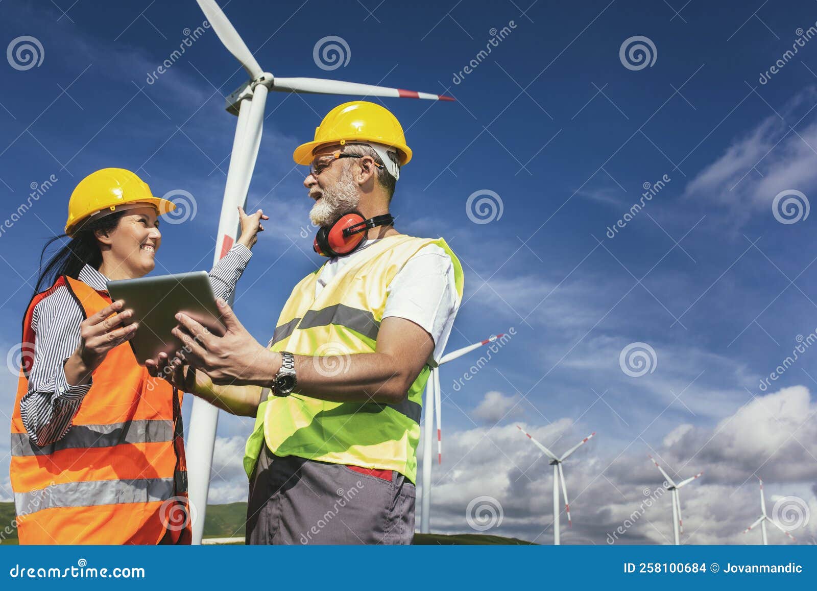 Windmill Engineer Inspection and Progress Check Wind Turbine Stock ...