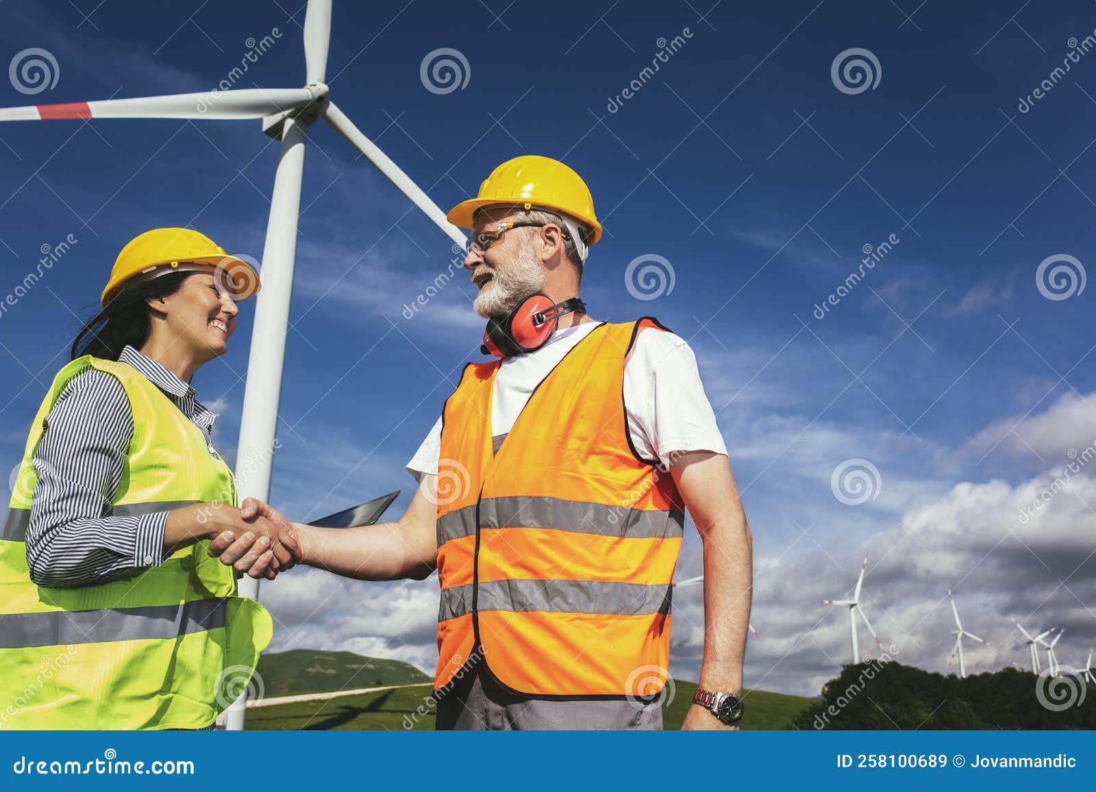 Windmill Engineer Inspection and Progress Check Wind Turbine Stock ...