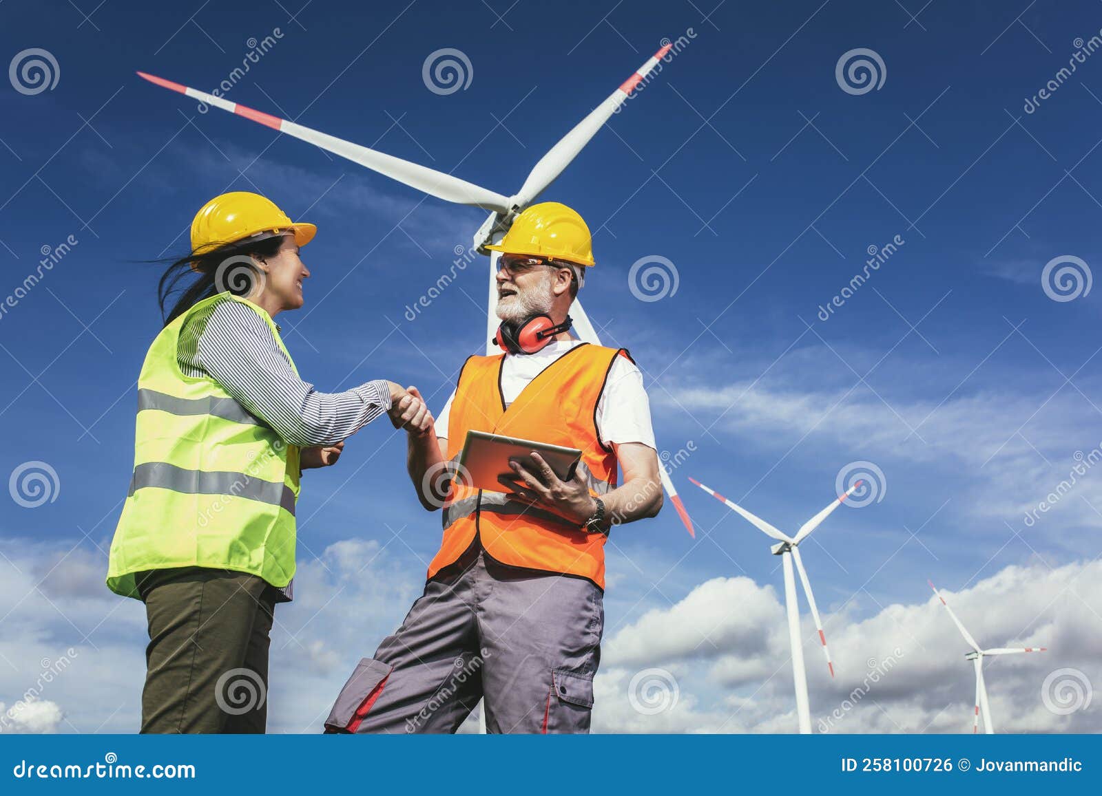Windmill Engineer Inspection and Progress Check Wind Turbine Stock ...
