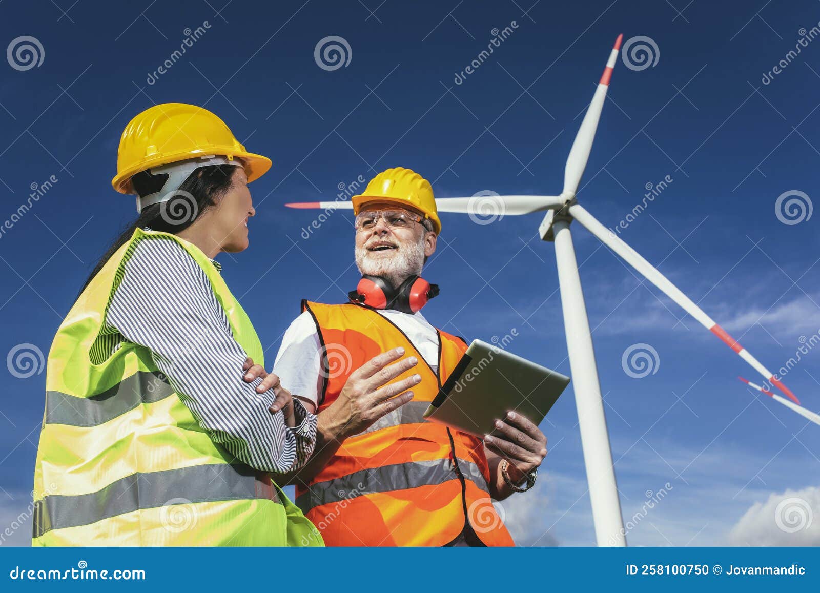 Windmill Engineer Inspection and Progress Check Wind Turbine Stock ...