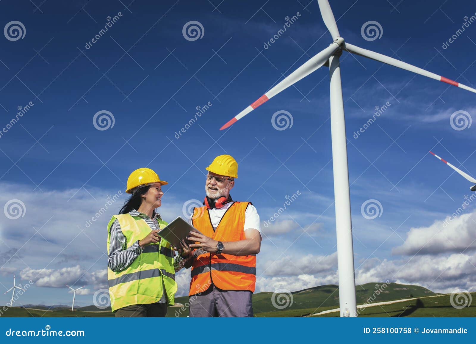 Windmill Engineer Inspection and Progress Check Wind Turbine Stock ...