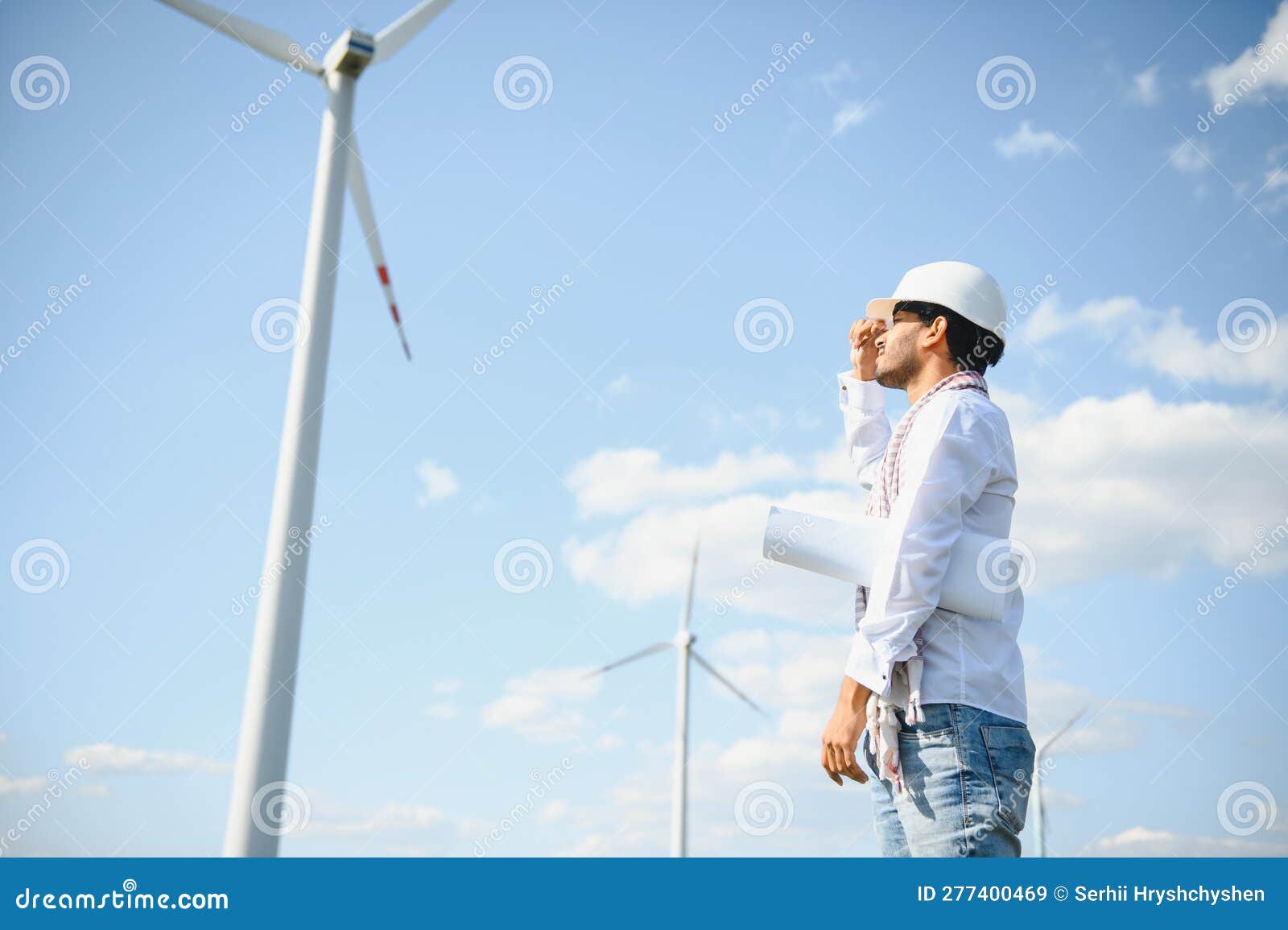 Indian Windmill Engineer Inspection and Progress Check Wind Turbine ...