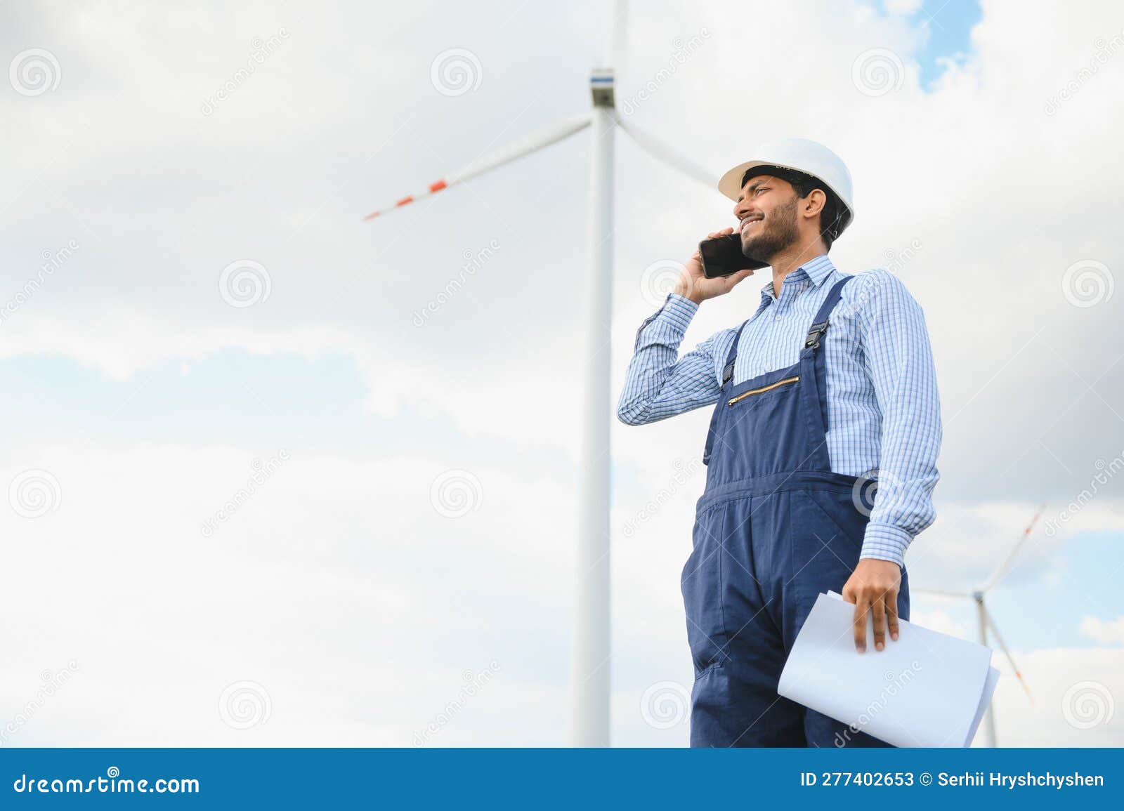 Indian Windmill Engineer Inspection and Progress Check Wind Turbine ...
