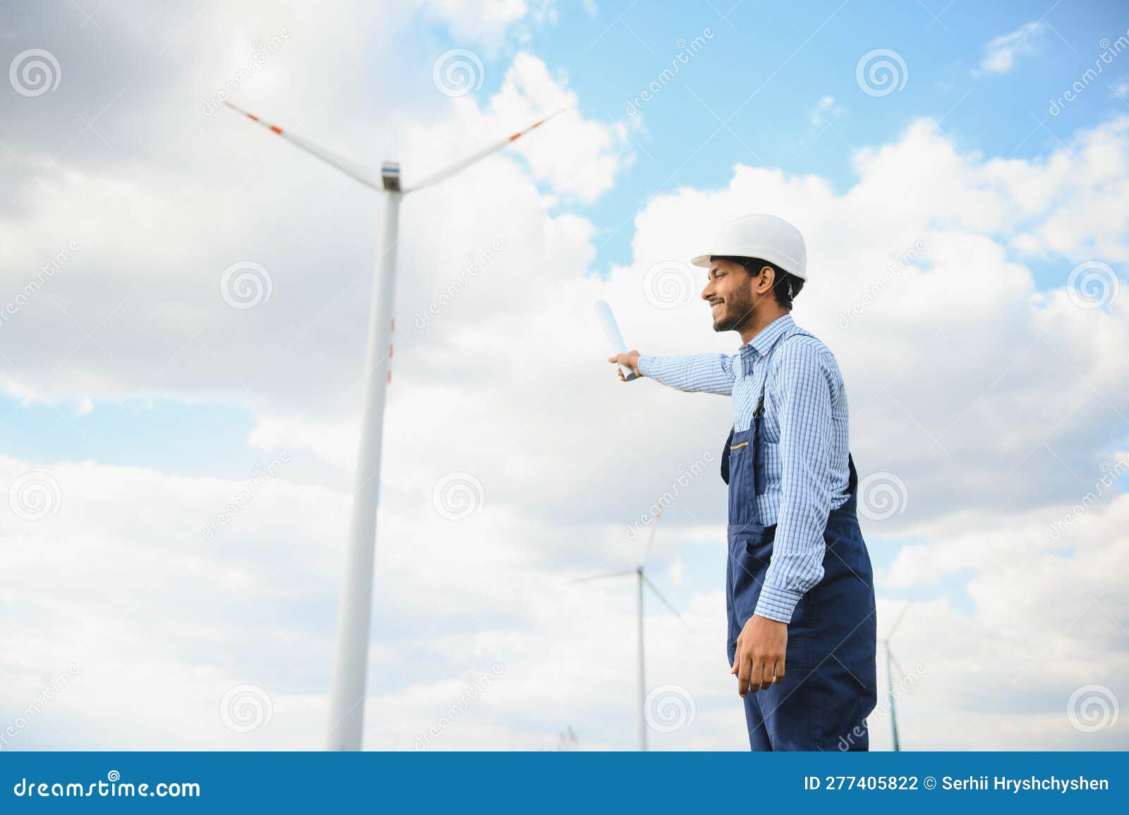 Indian Windmill Engineer Inspection and Progress Check Wind Turbine ...