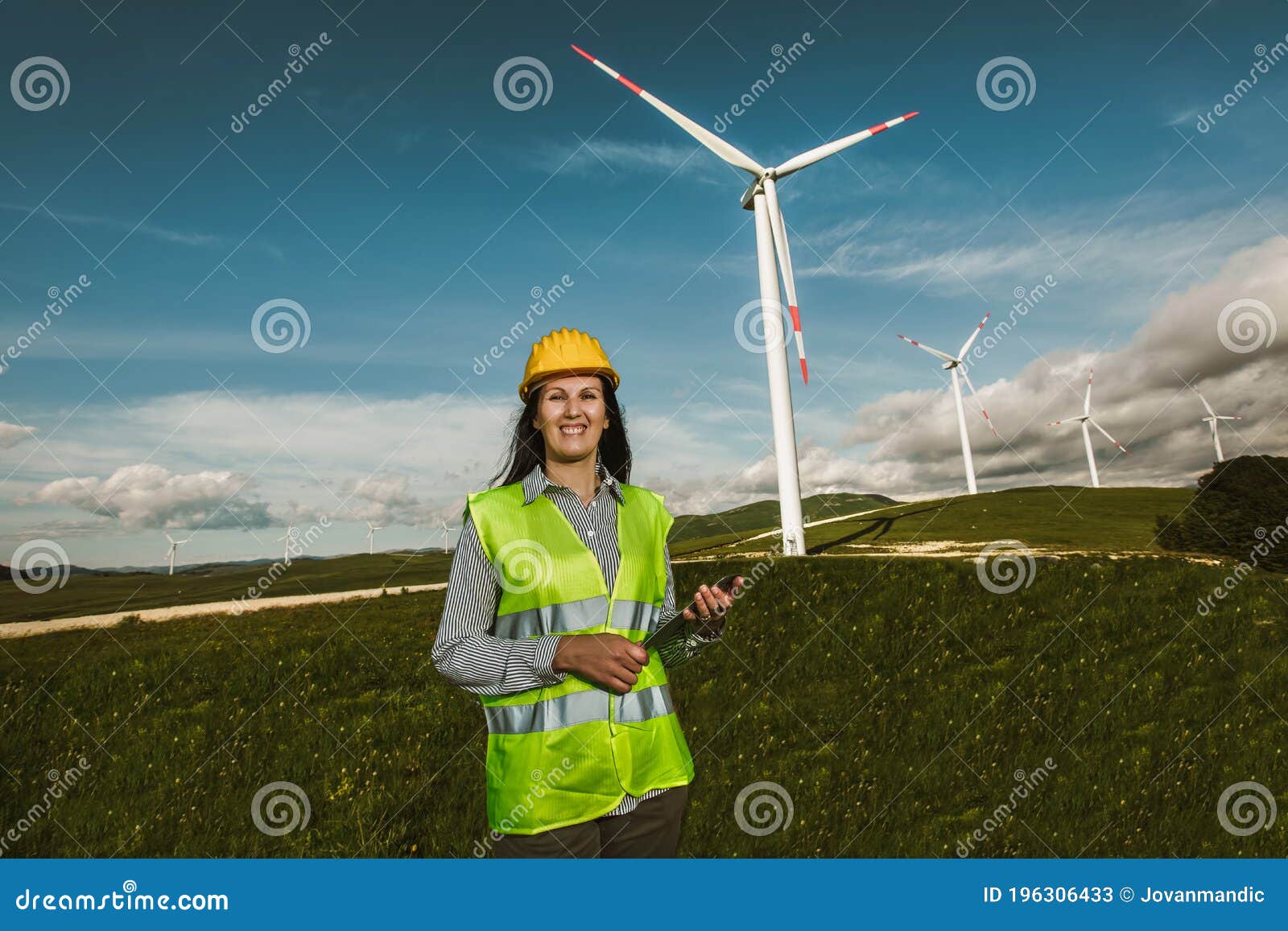 Windmill Engineer Inspection and Progress Check Wind Turbine Stock ...