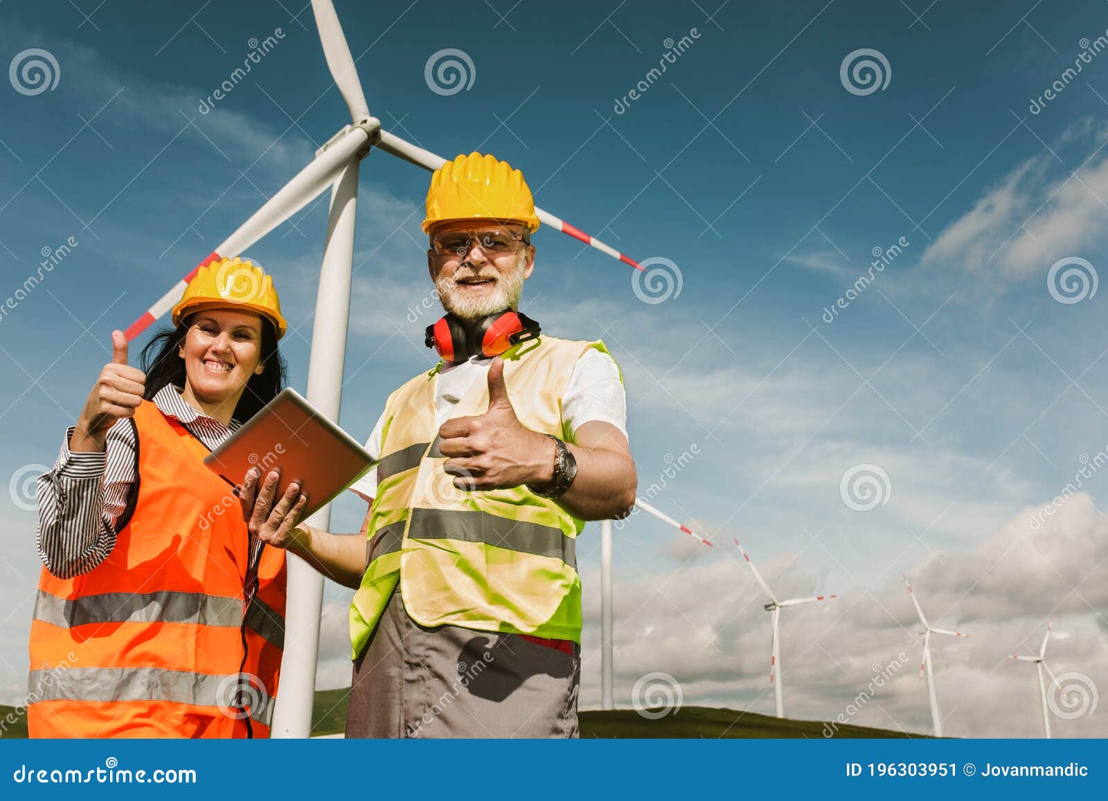 Windmill Engineers Inspection and Progress Check Wind Turbine Stock ...