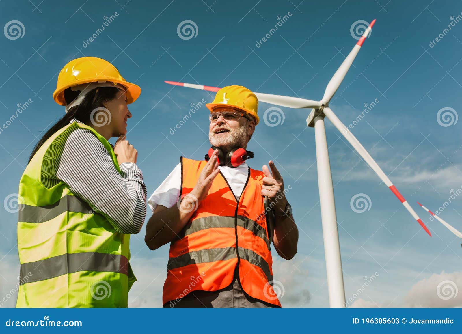 Windmill Engineers Inspection Check Wind Turbine Stock Image - Image of ...