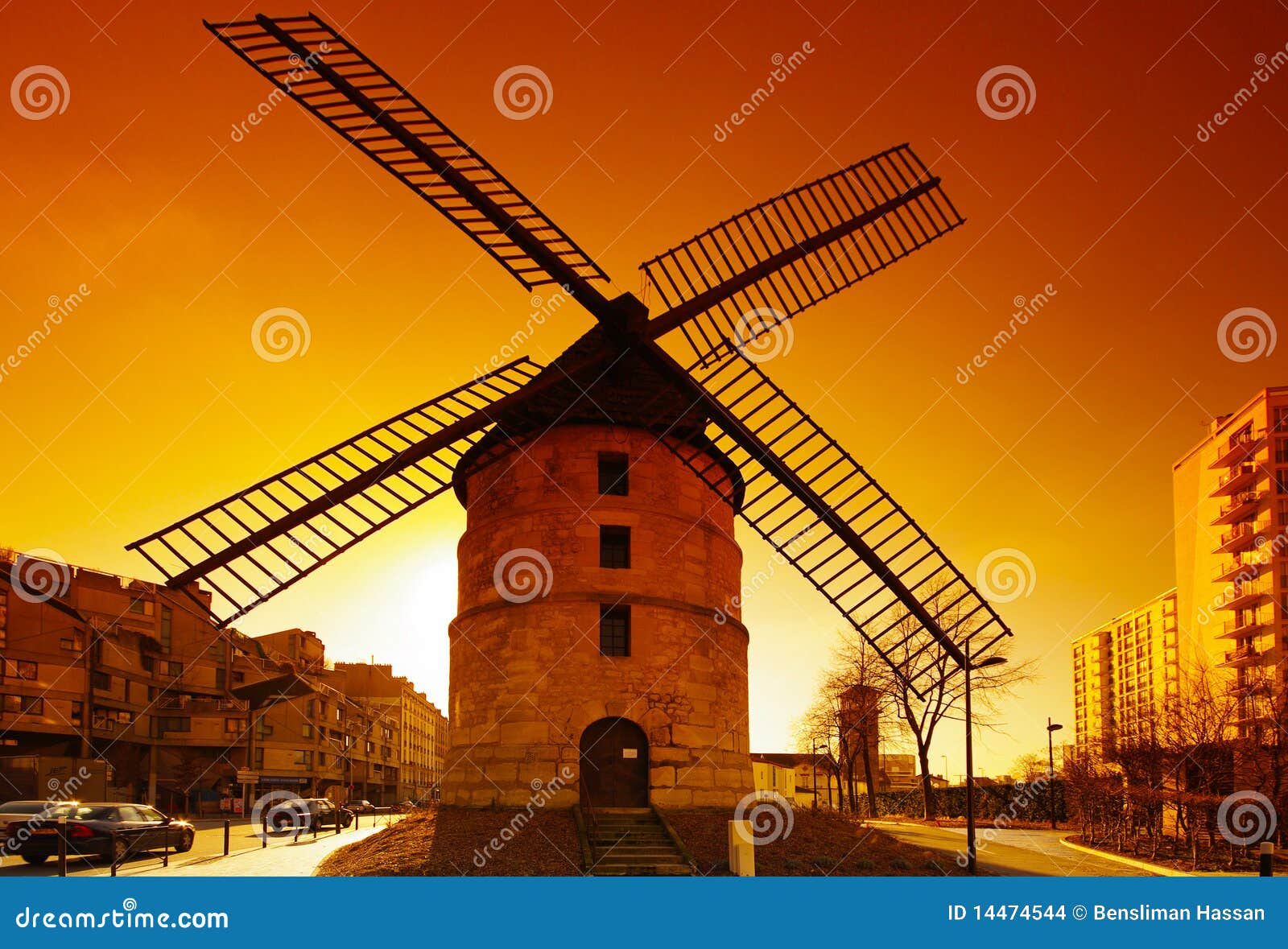 Windmill at the Entrance of Paris Stock Photo - Image of urban ...