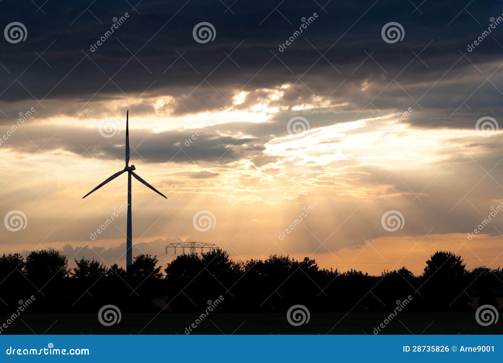 Windmill in the evening stock photo. Image of renewable - 28735826