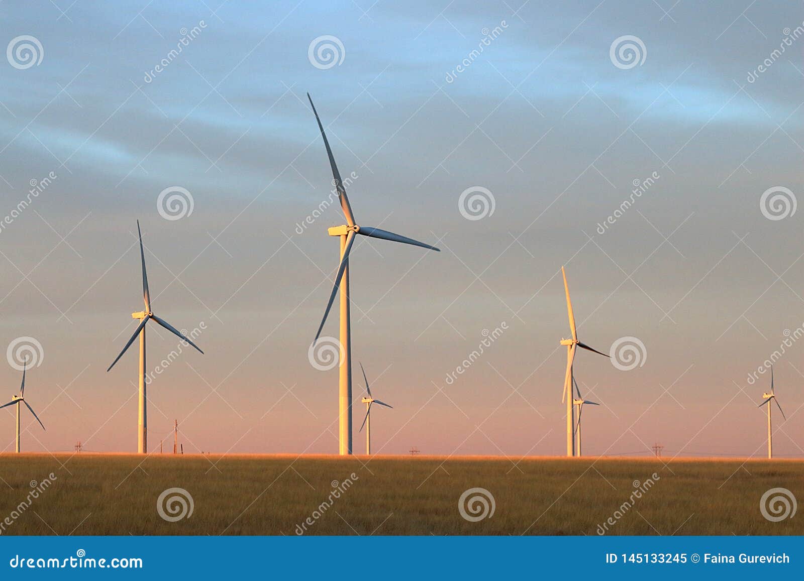 Windmill Farm Along the Eastern Plains, Colorado Stock Image - Image of ...