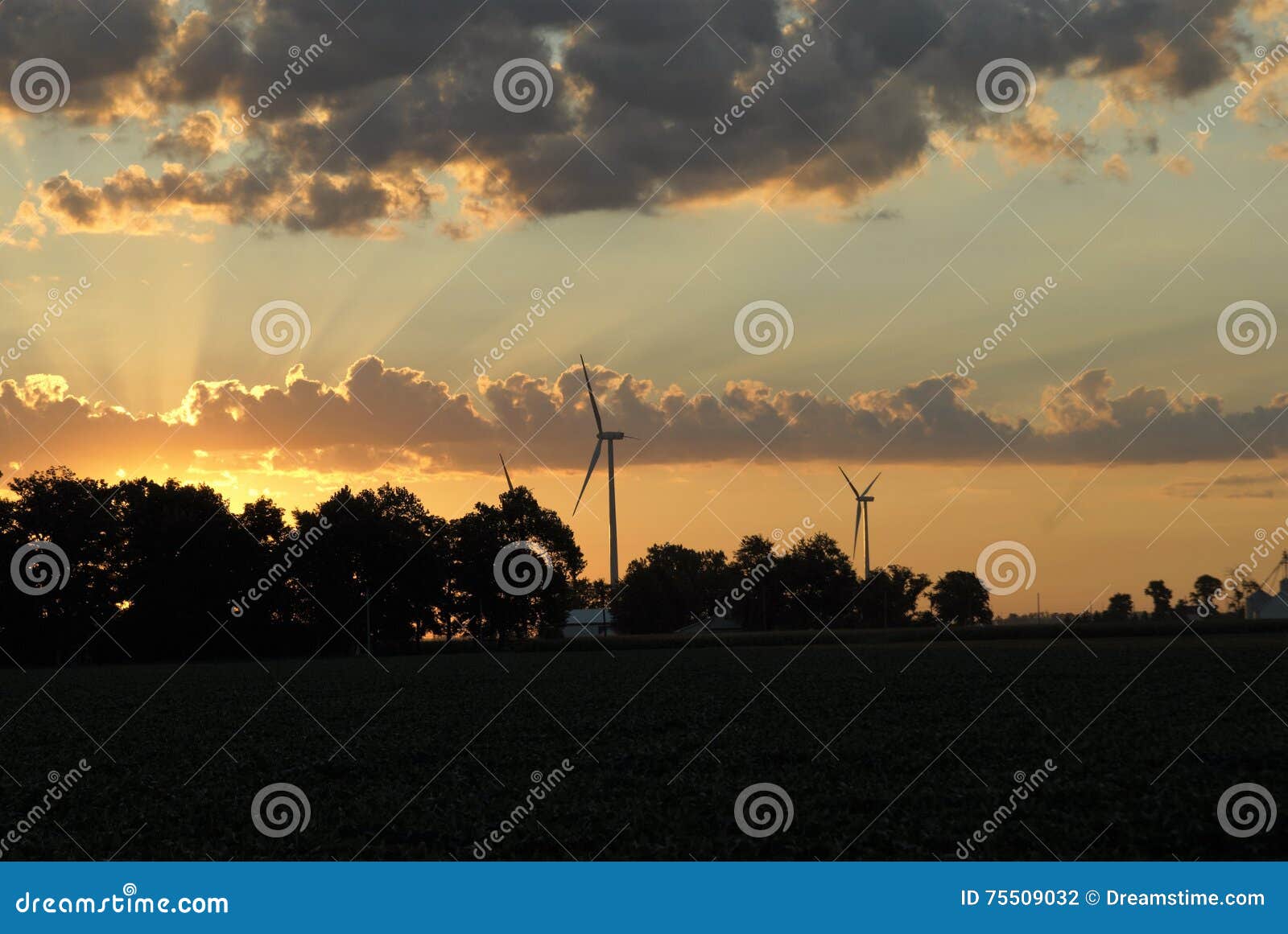 Windmill farm at dawn 6 stock photo. Image of clouds - 75509032