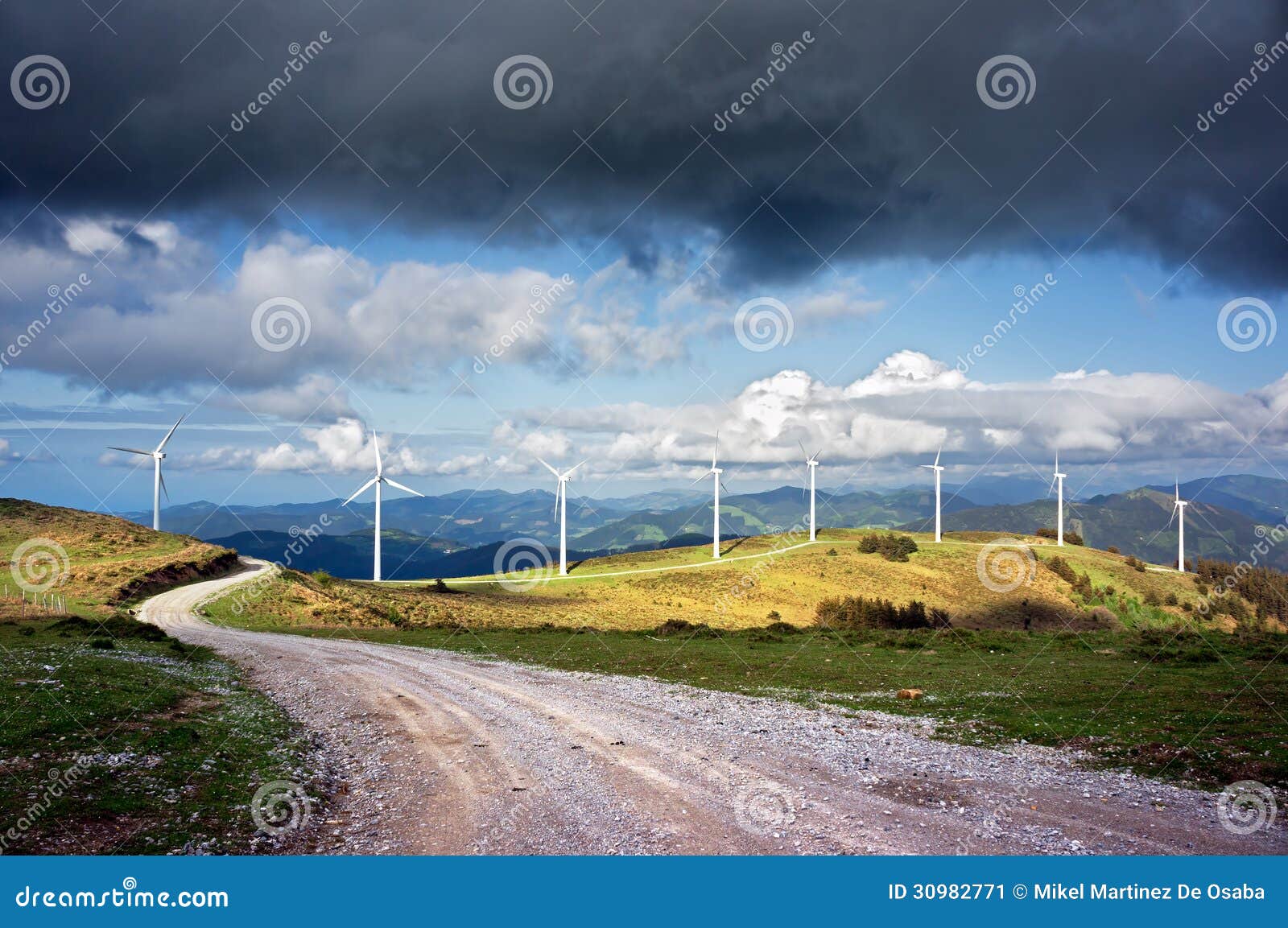 Windmill farm in mountain stock image. Image of electric - 30982771