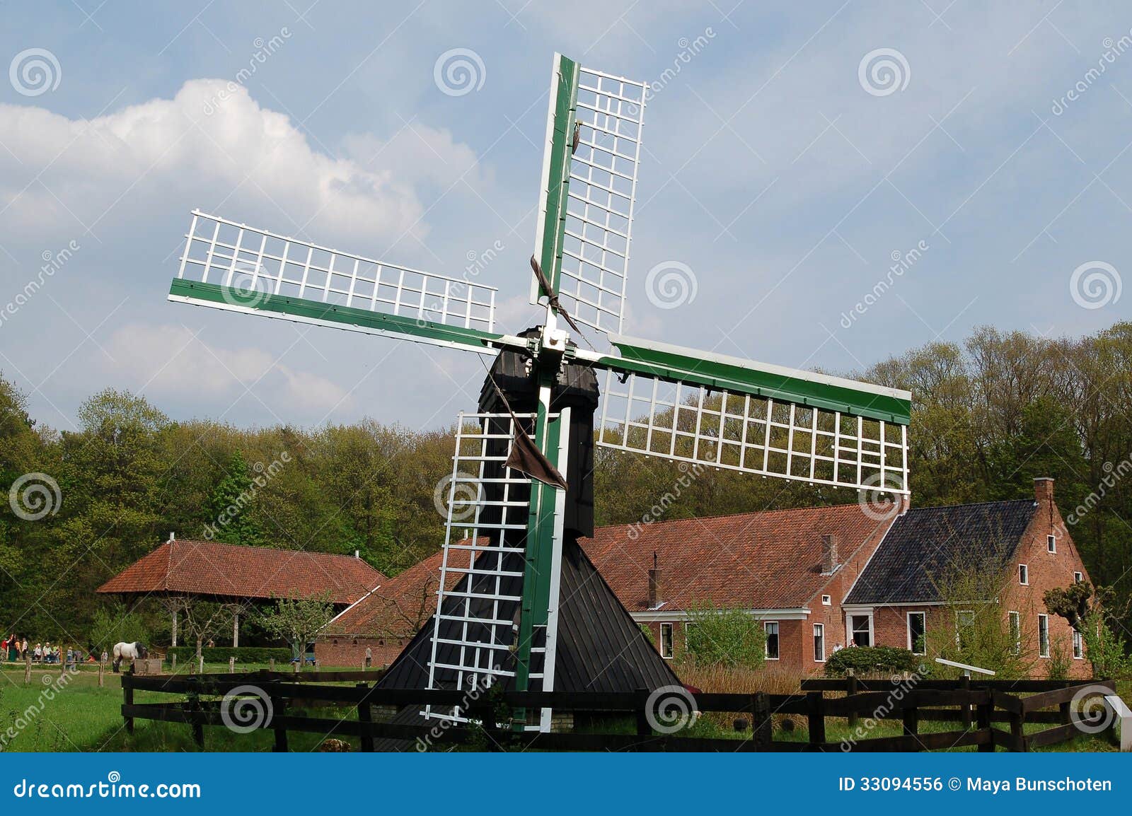 Windmill and Farm in the Netherlands Stock Photo - Image of wood ...