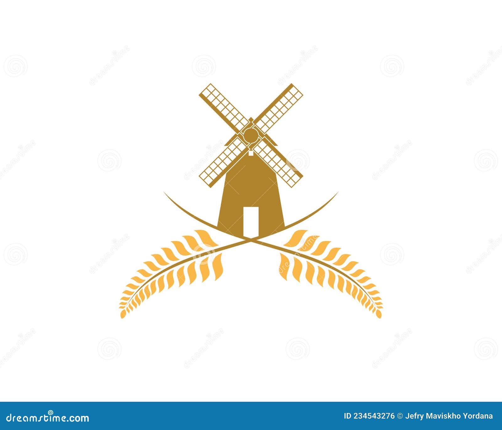 Windmill Farm on the Wheat Farm Logo Stock Illustration - Illustration ...