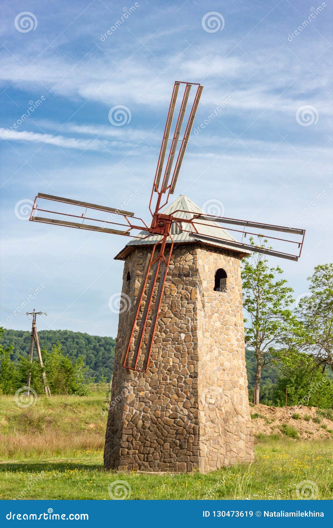 Windmill in the field. editorial stock image. Image of agriculture ...