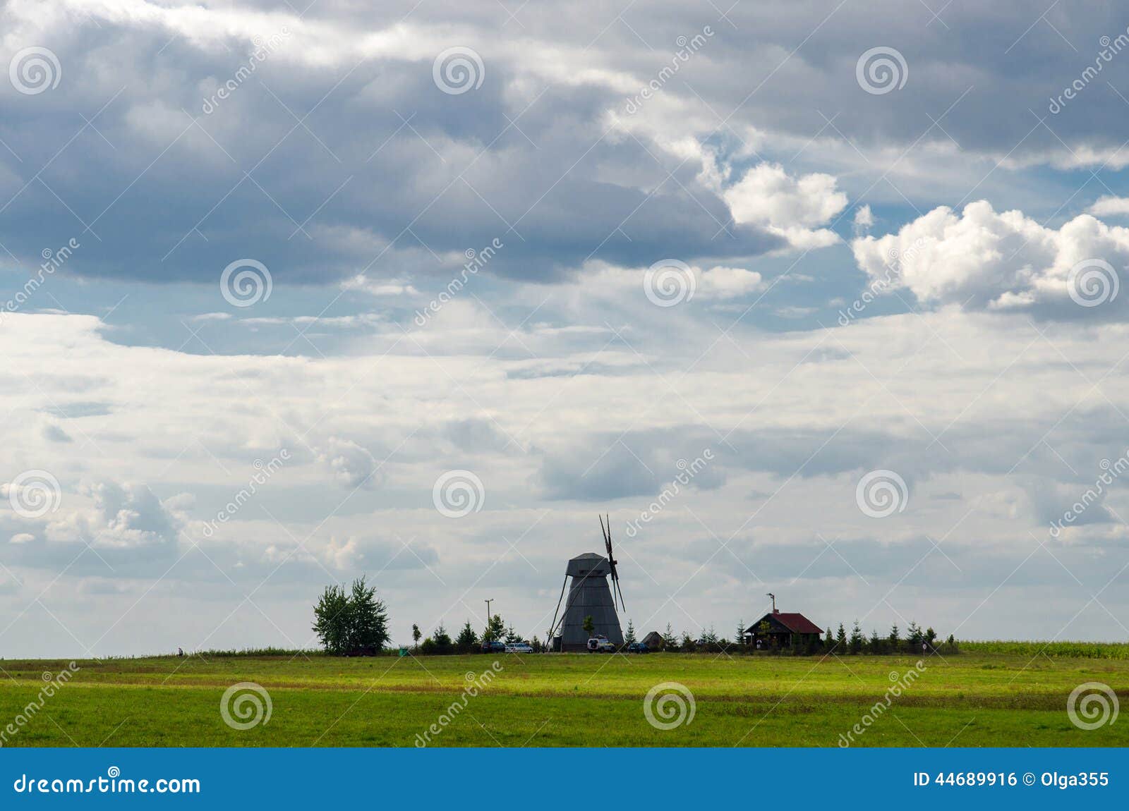 Windmill on the field stock photo. Image of cloud, belarus - 44689916
