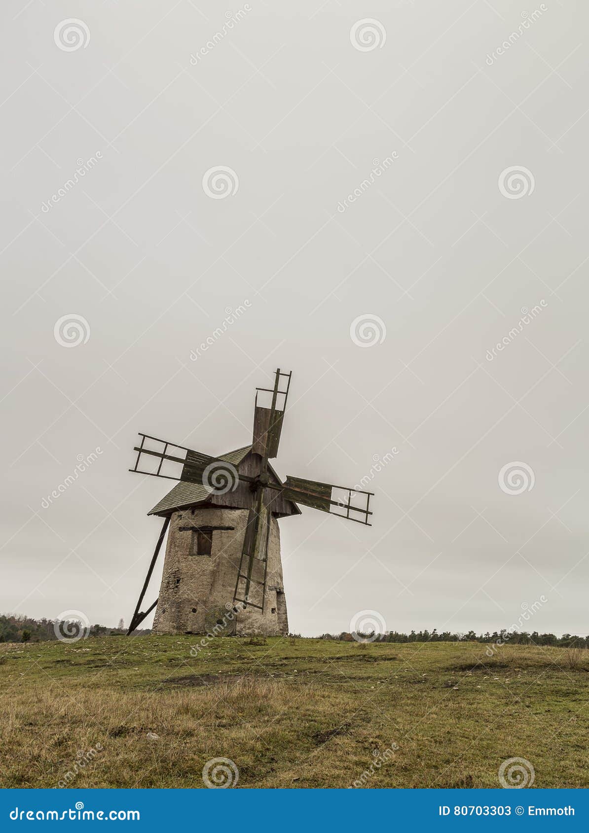 Windmill on Field stock image. Image of gray, clouds - 80703303