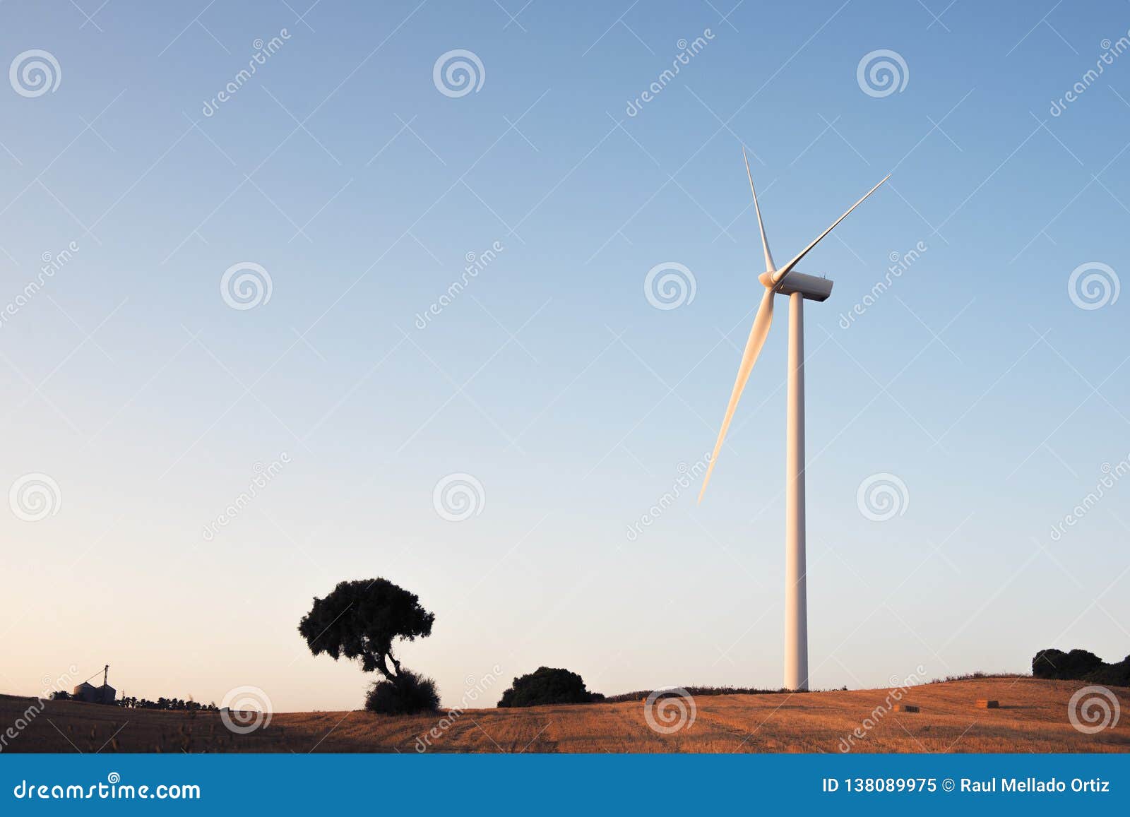 Windmill among Fields at Sunset Stock Image - Image of environmental ...