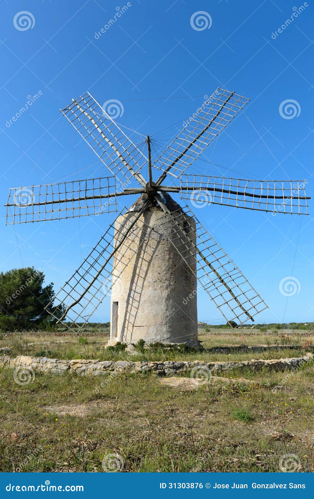 Windmill in Formentera stock photo. Image of spain, formentera - 31303876