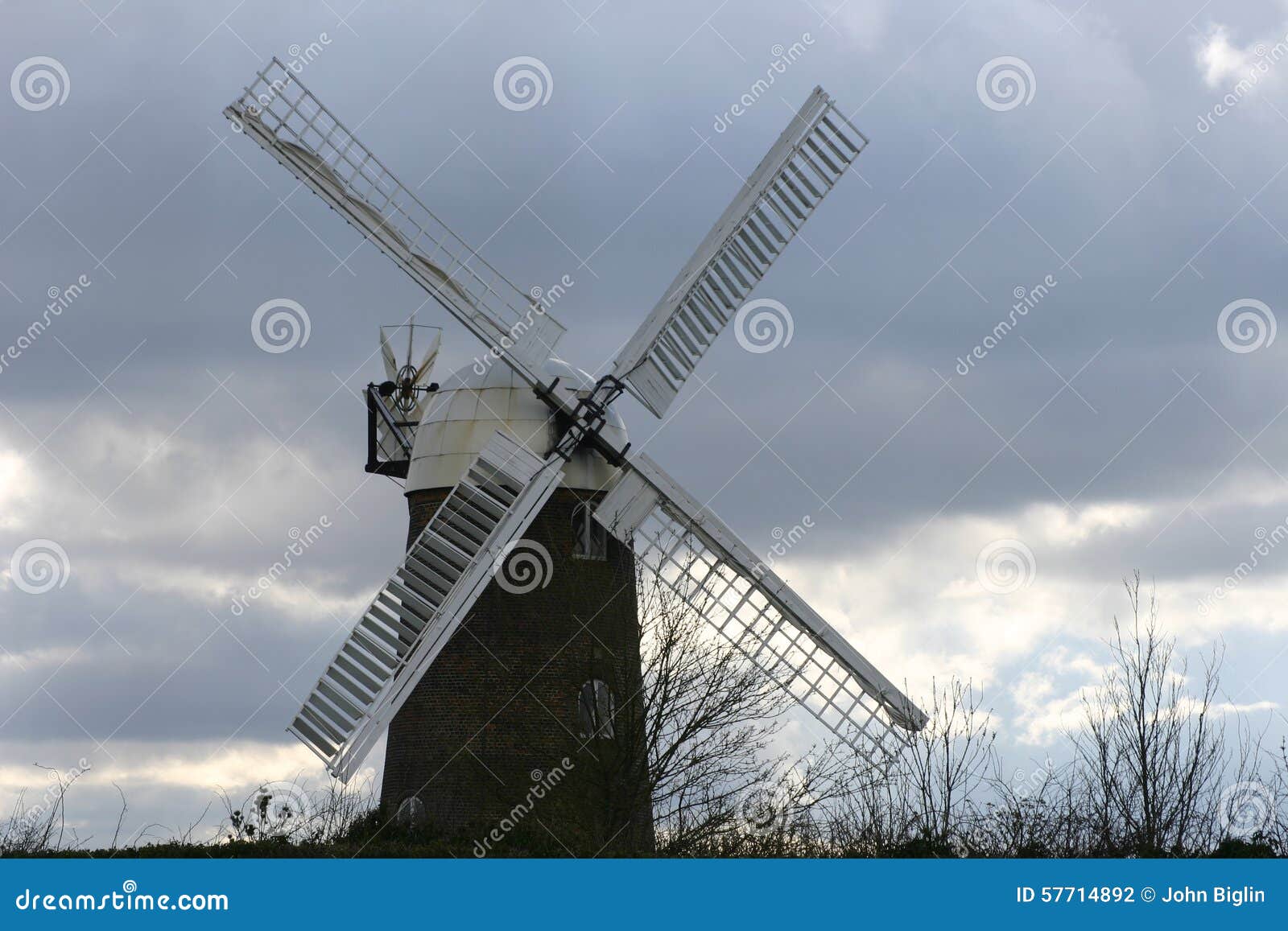 Windmill stock photo. Image of landmark, clouds, white - 57714892