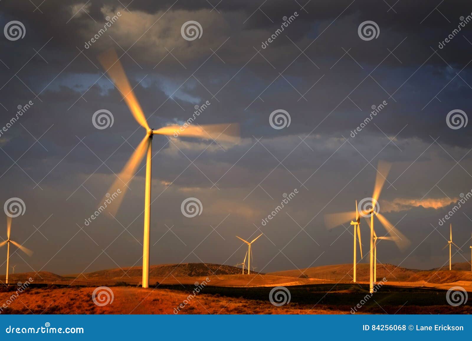 Windmill for Generating Power Wind Blowing Sky Clouds Sunset Sun Stock ...