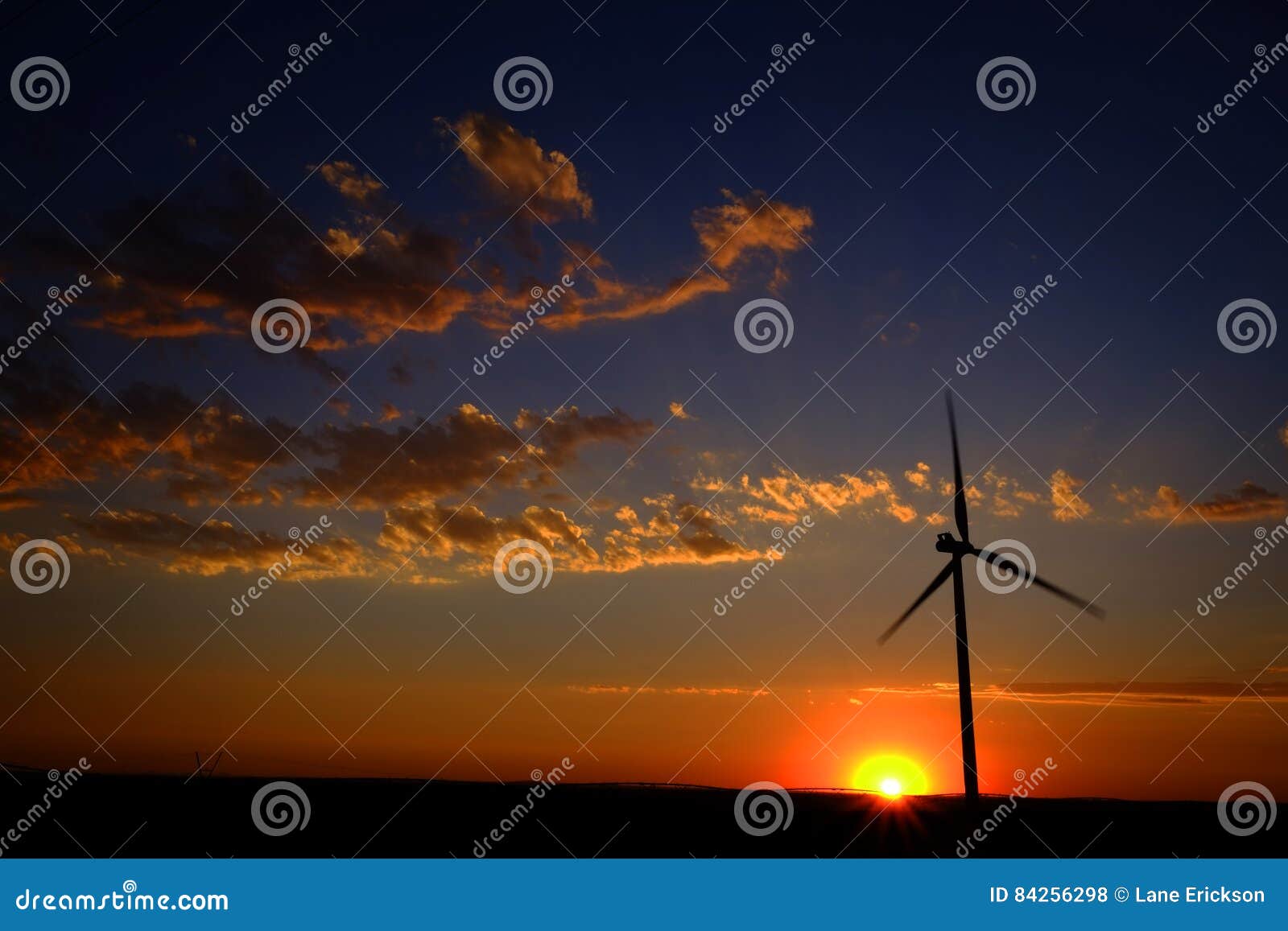 Windmill for Generating Power Wind Blowing Sky Clouds Sunset Sun Stock ...