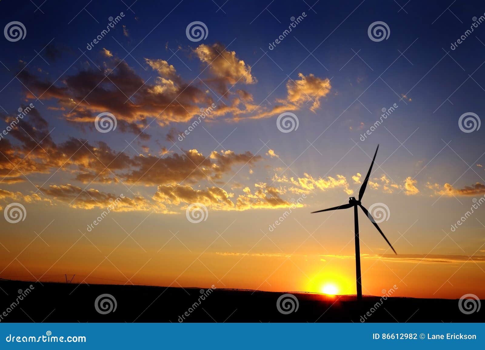 Windmill for Generating Power Wind Blowing Sky Clouds Sunset Sun Stock ...