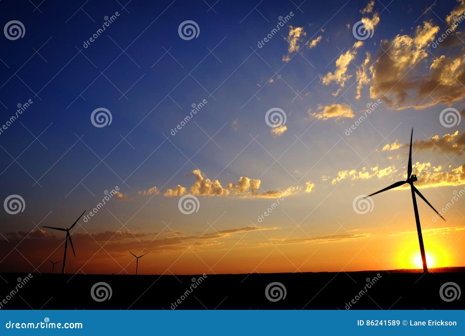 Windmill for Generating Power Wind Blowing Sky Clouds Sunset Sun Stock ...