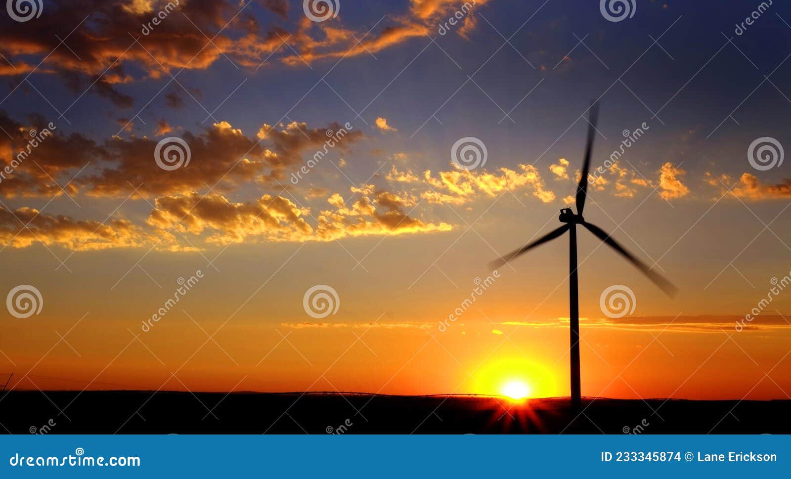 Windmill for Generating Power Wind Blowing Sky Clouds Sunset Sunrise ...