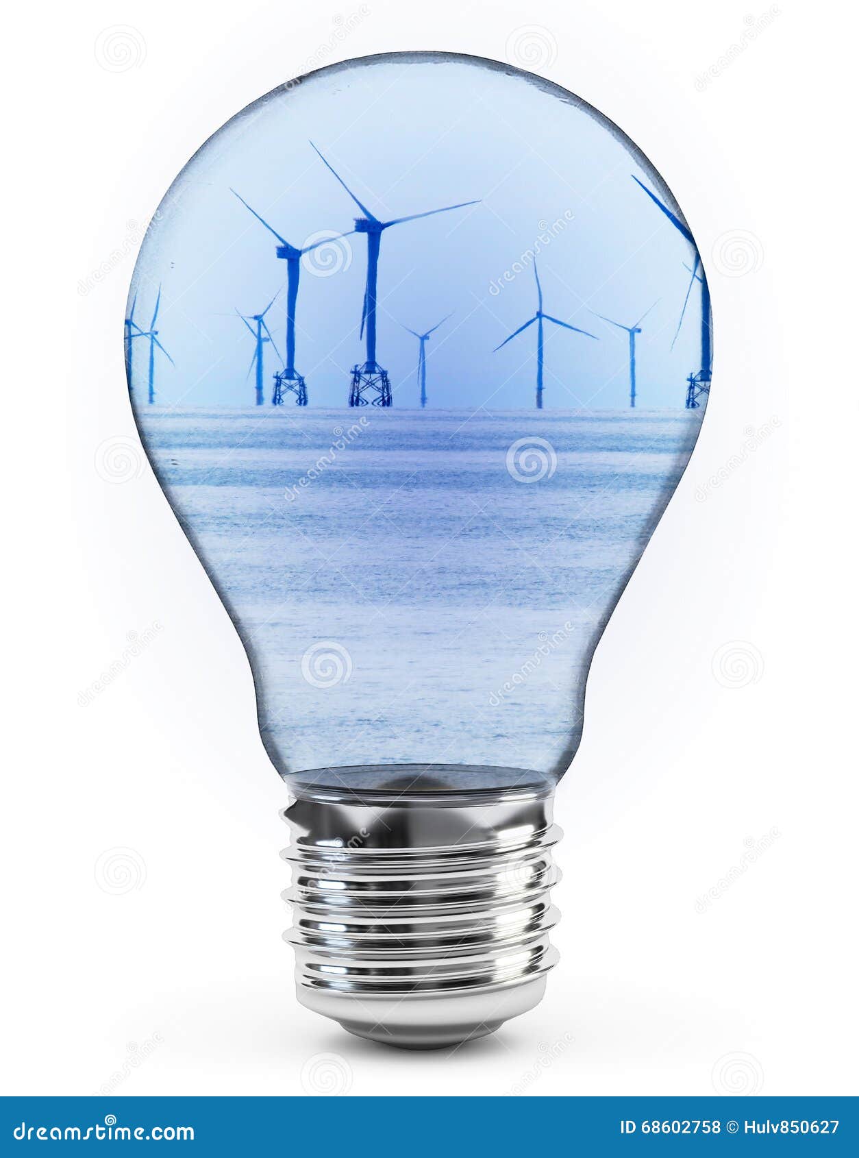 Windmill Generators Inside Light Bulb Stock Photo - Image of concept ...