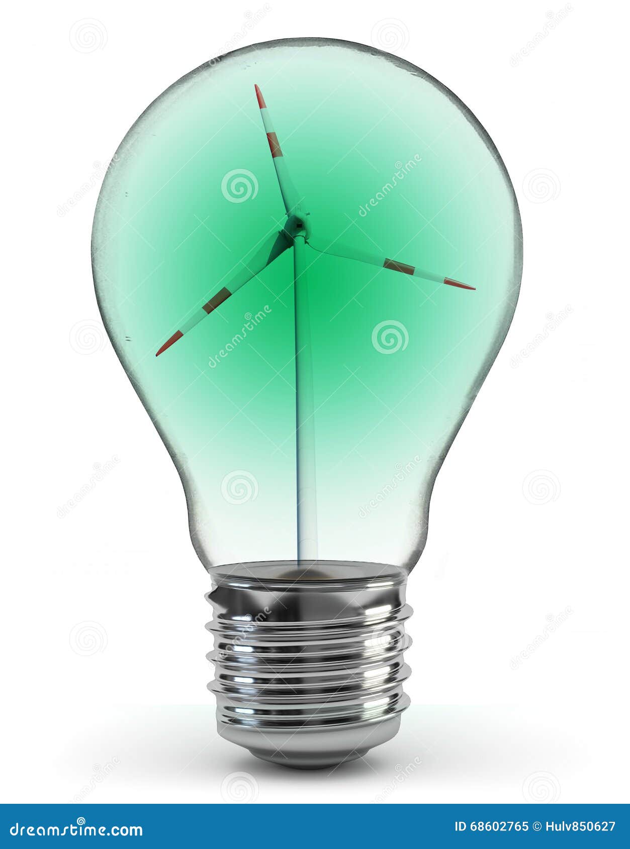 Windmill Generators Inside Light Bulb Stock Image - Image of ...