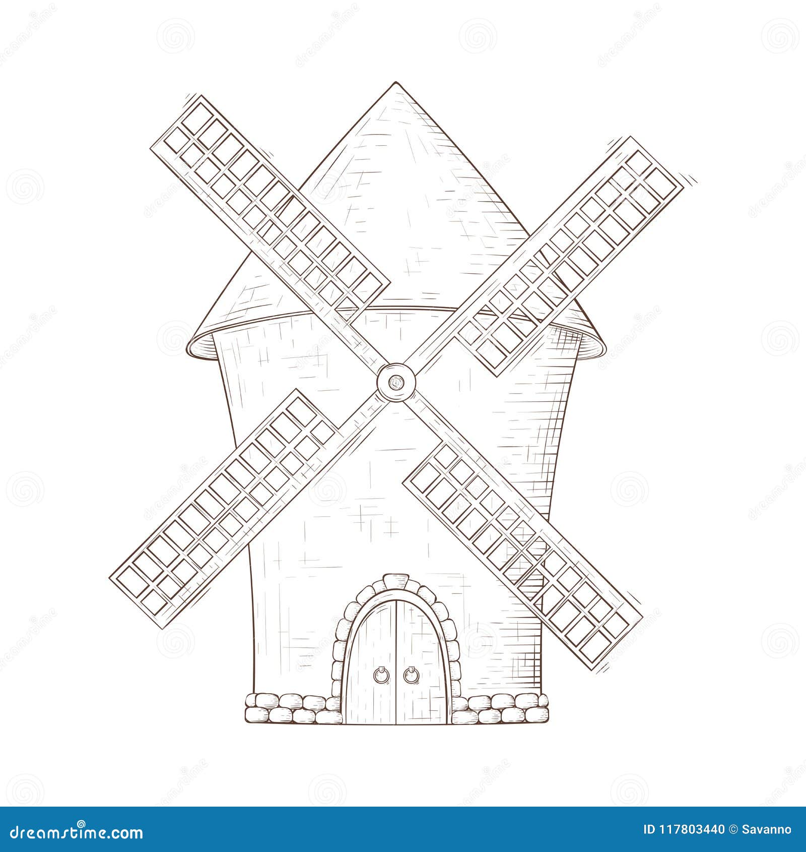 Windmill. Hand Drawn Sketch Stock Vector - Illustration of design, farm ...
