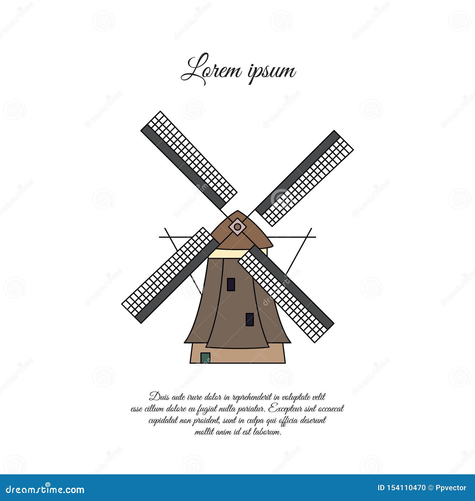 Windmill in Holland Color Vector Icon, Sign Stock Illustration ...