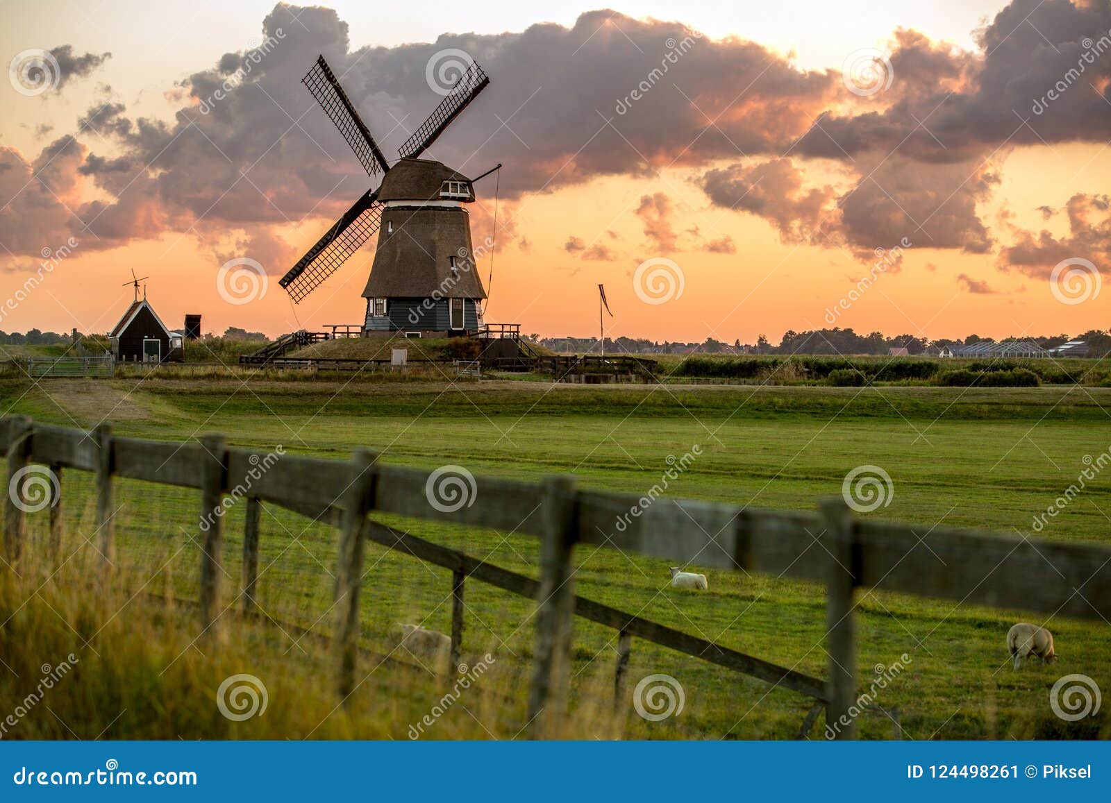 Windmill in Holland stock image. Image of dutch, hollandn - 124498261