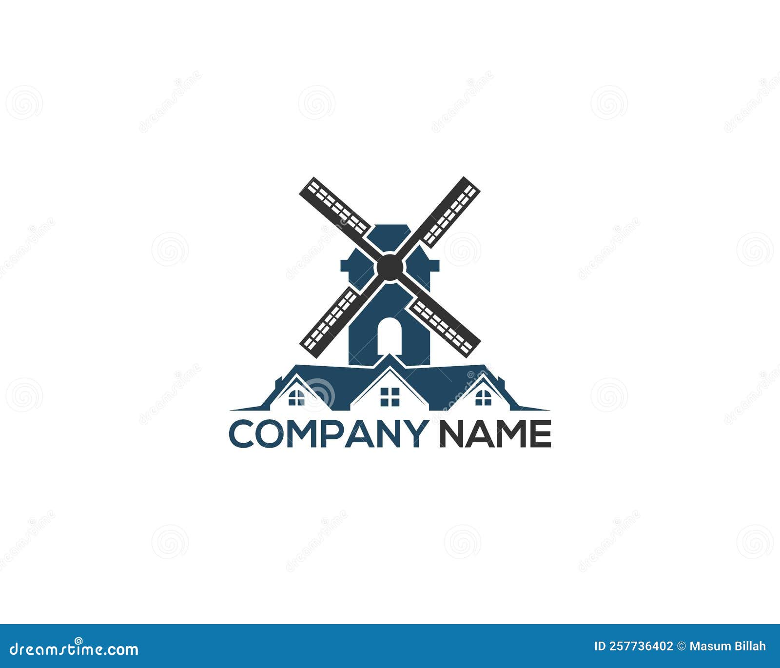 Windmill and Home Creative Logo Design. Stock Vector - Illustration of ...